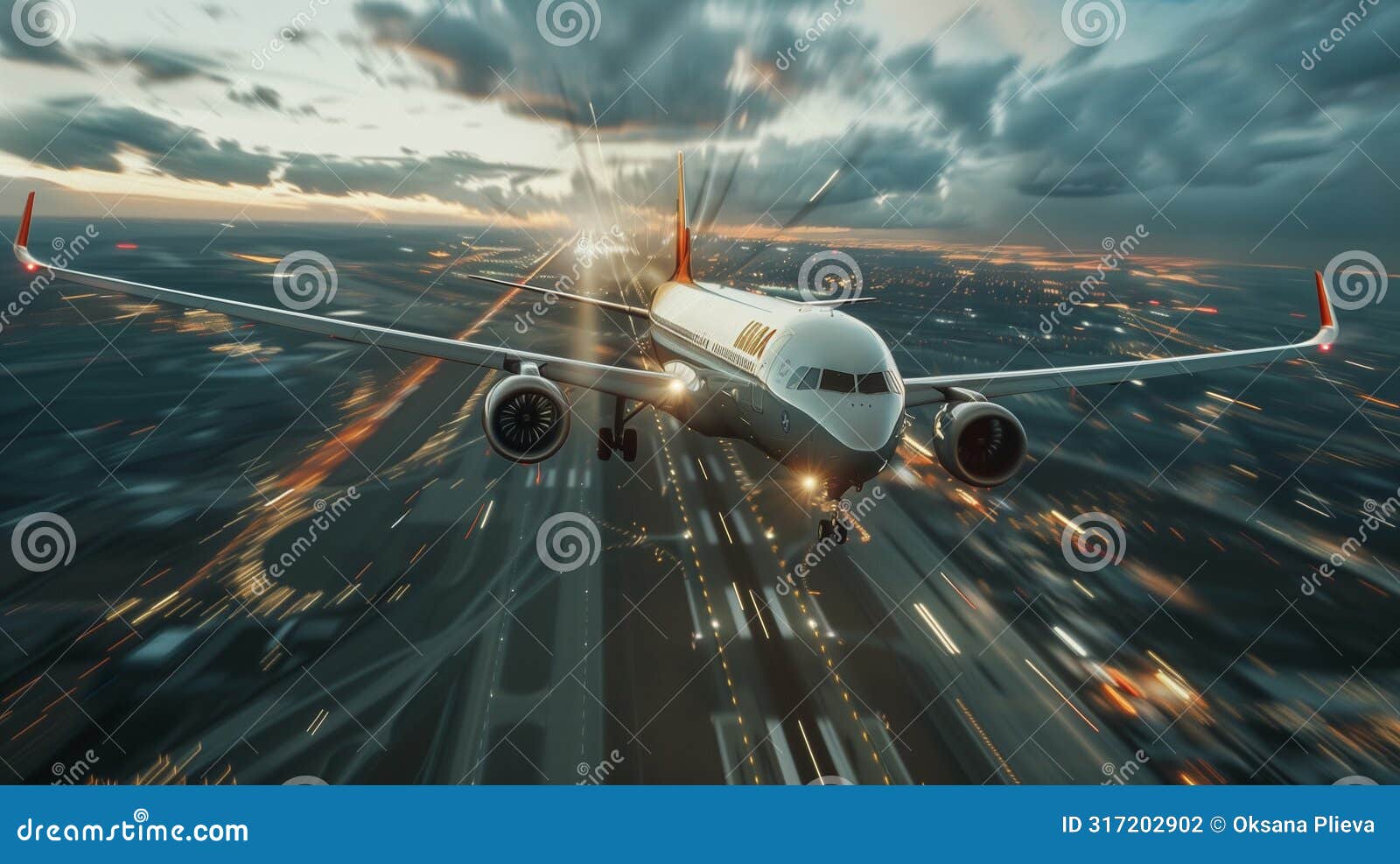 Airplane Taking Off with Speed Effect: Flight Concept Stock Photo ...