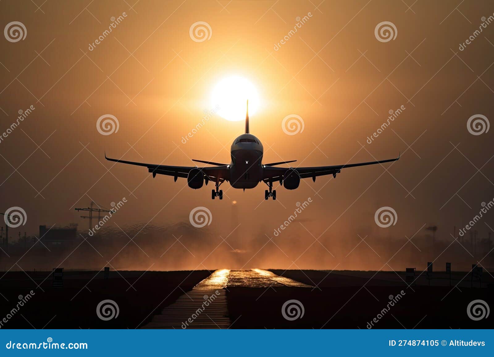 Airplane Taking Off, with the Sun Shining at Its Back Stock ...