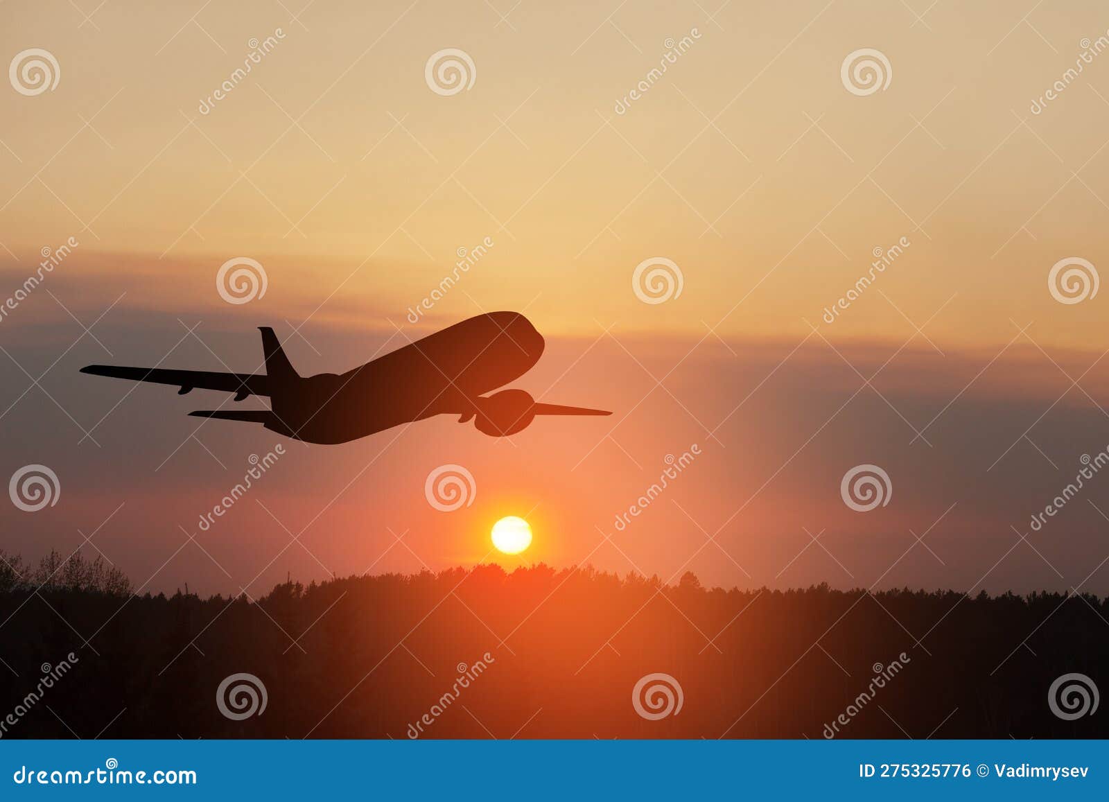 Airplane Taking Off at the Sunset Sky. Stock Photo - Image of tourism ...