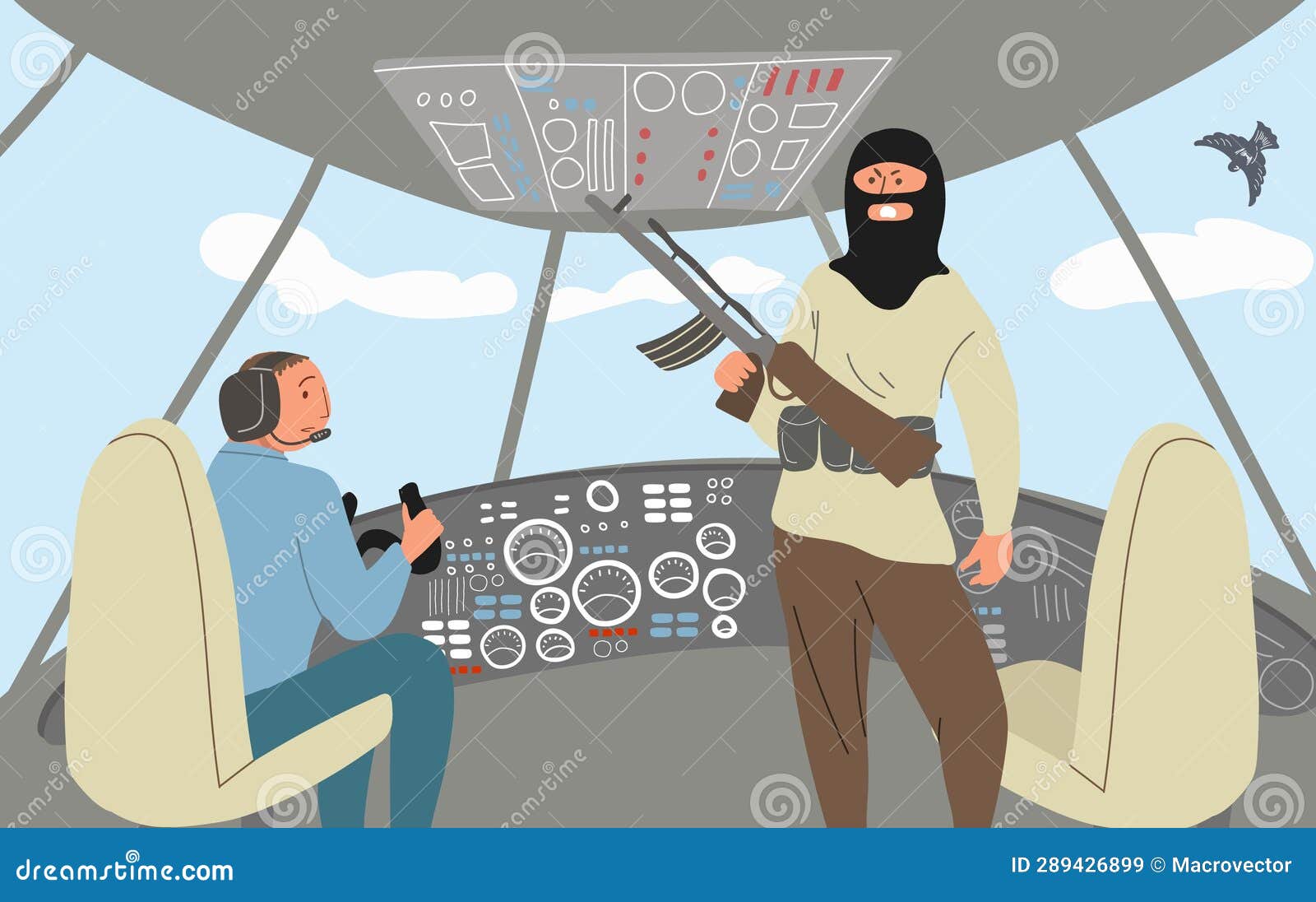Airplane Terrorist Flat Composition Stock Vector - Illustration of ...