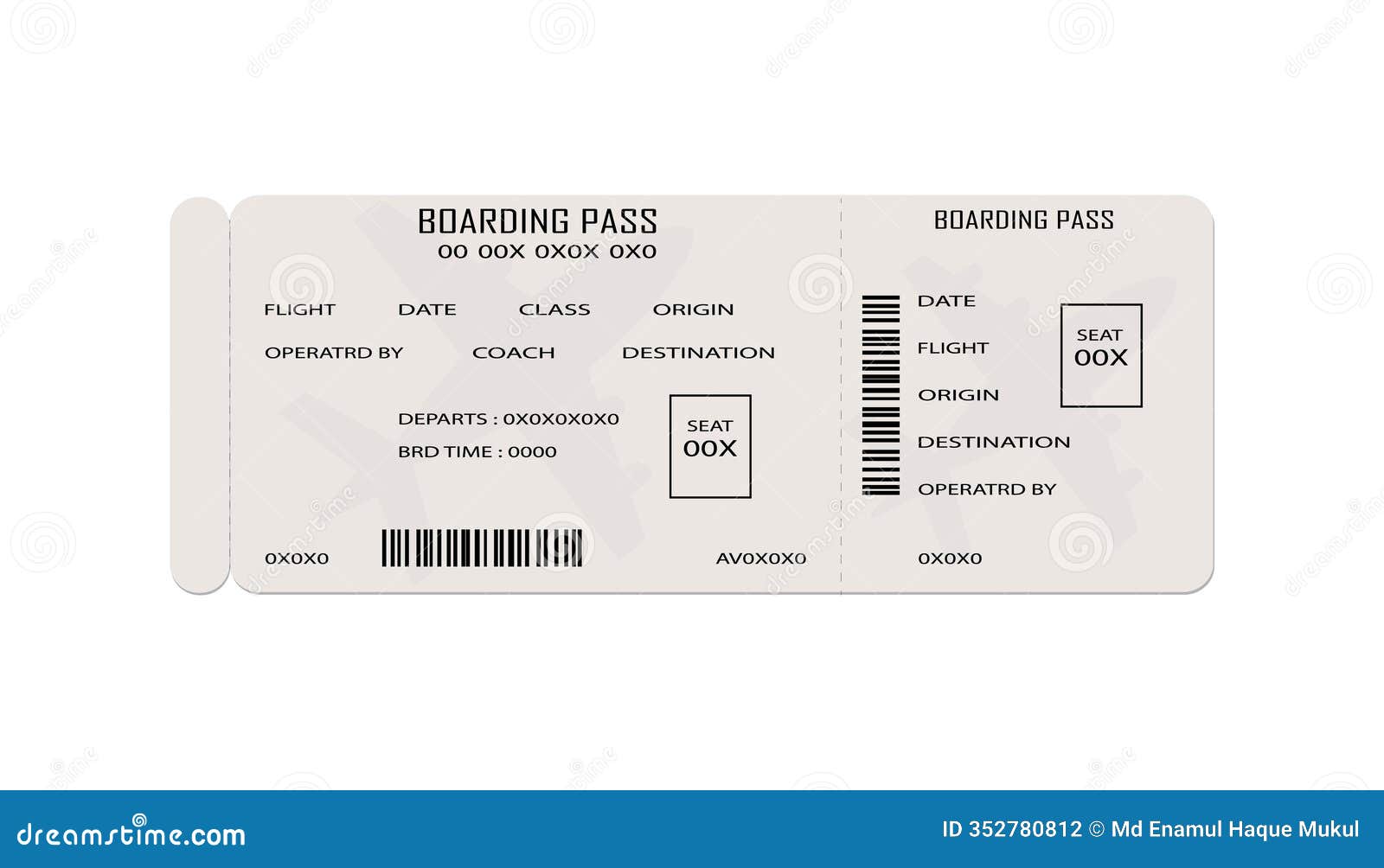 Airplane Ticket Design for a Flight with Passenger Name and Destination ...