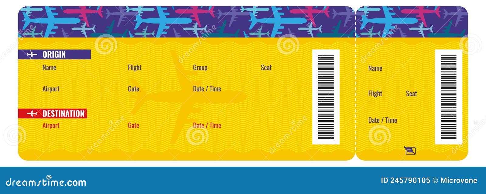 Airplane Ticket With Scoreboard Letters. Vector Boarding Pass With ...