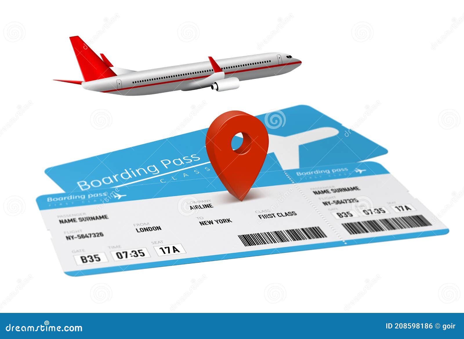 Airplane,tickets and Pointer Stock Photo - Image of horizontal, easy ...