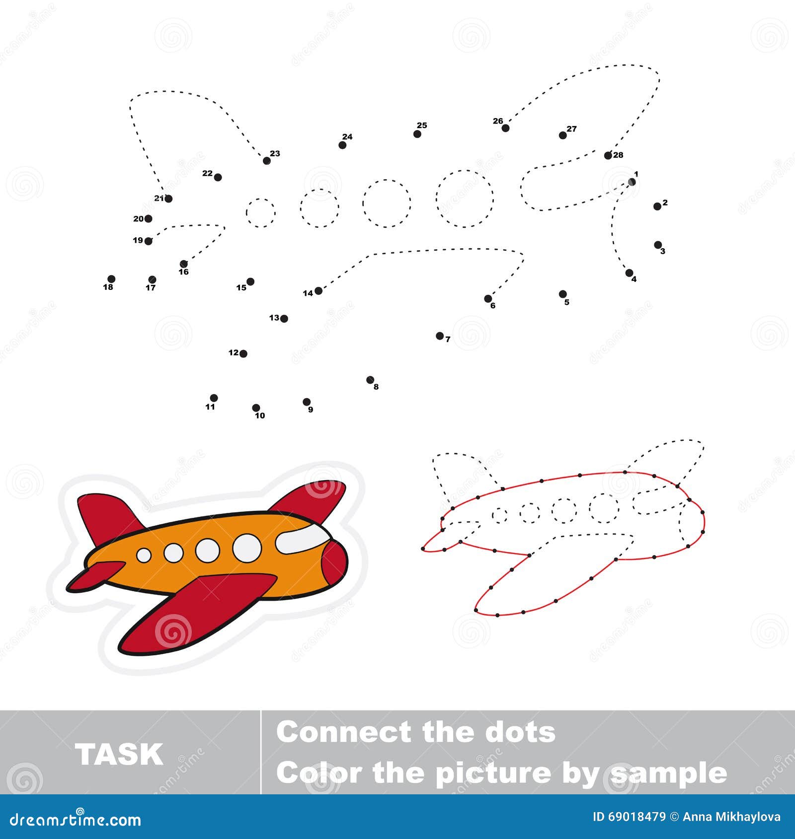 Airplane To Be Traced. Vector Numbers Game. Stock Vector - Illustration ...