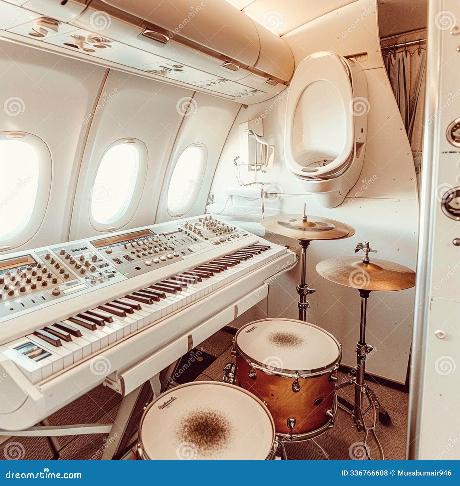 Airplane Toilet with Musical Instruments Stock Illustration ...