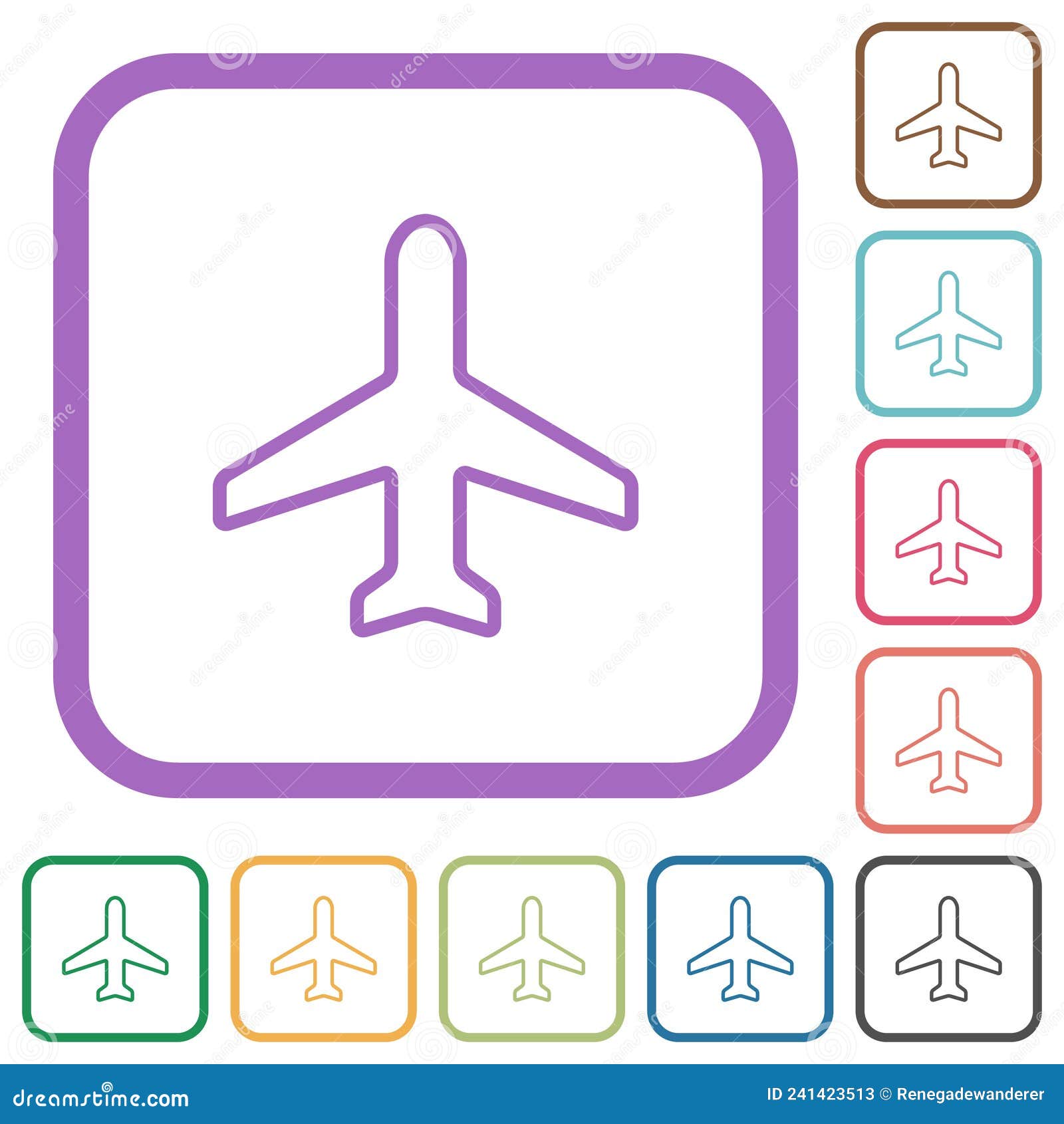 Airplane Top View Outline Simple Icons Stock Vector - Illustration of ...