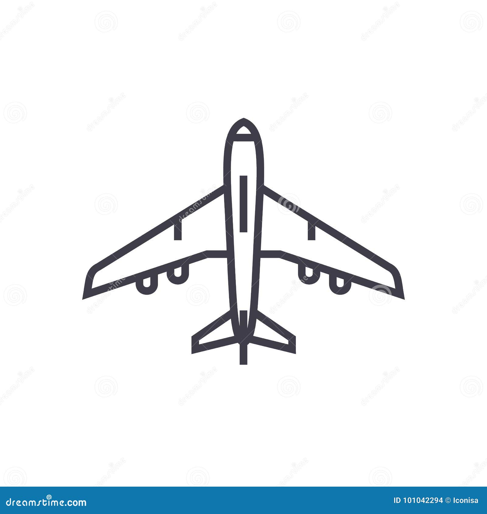 Airplane Top View Vector Line Icon, Sign, Illustration on Background ...