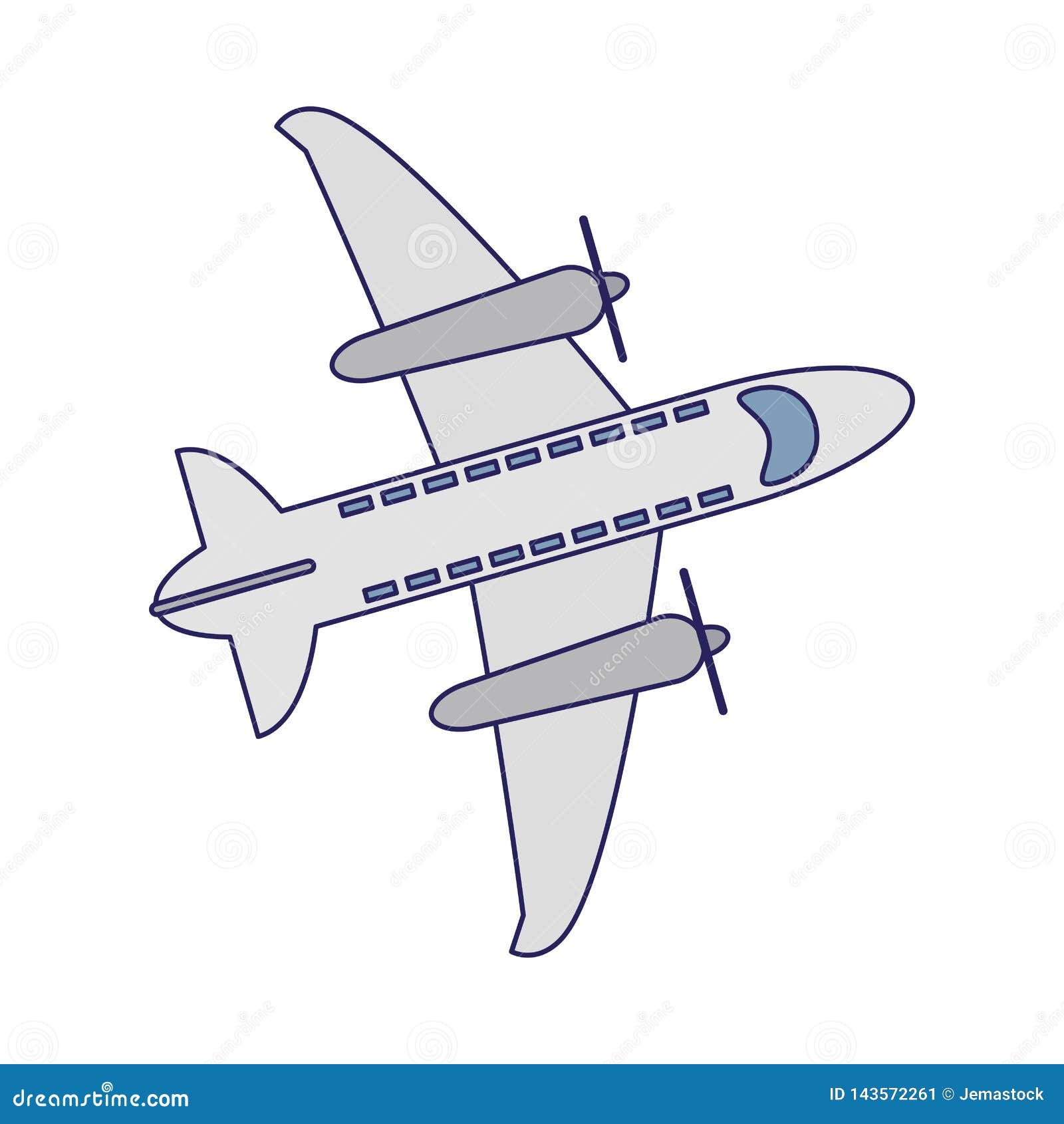 Airplane topview cartoon stock vector. Illustration of topview - 143572261