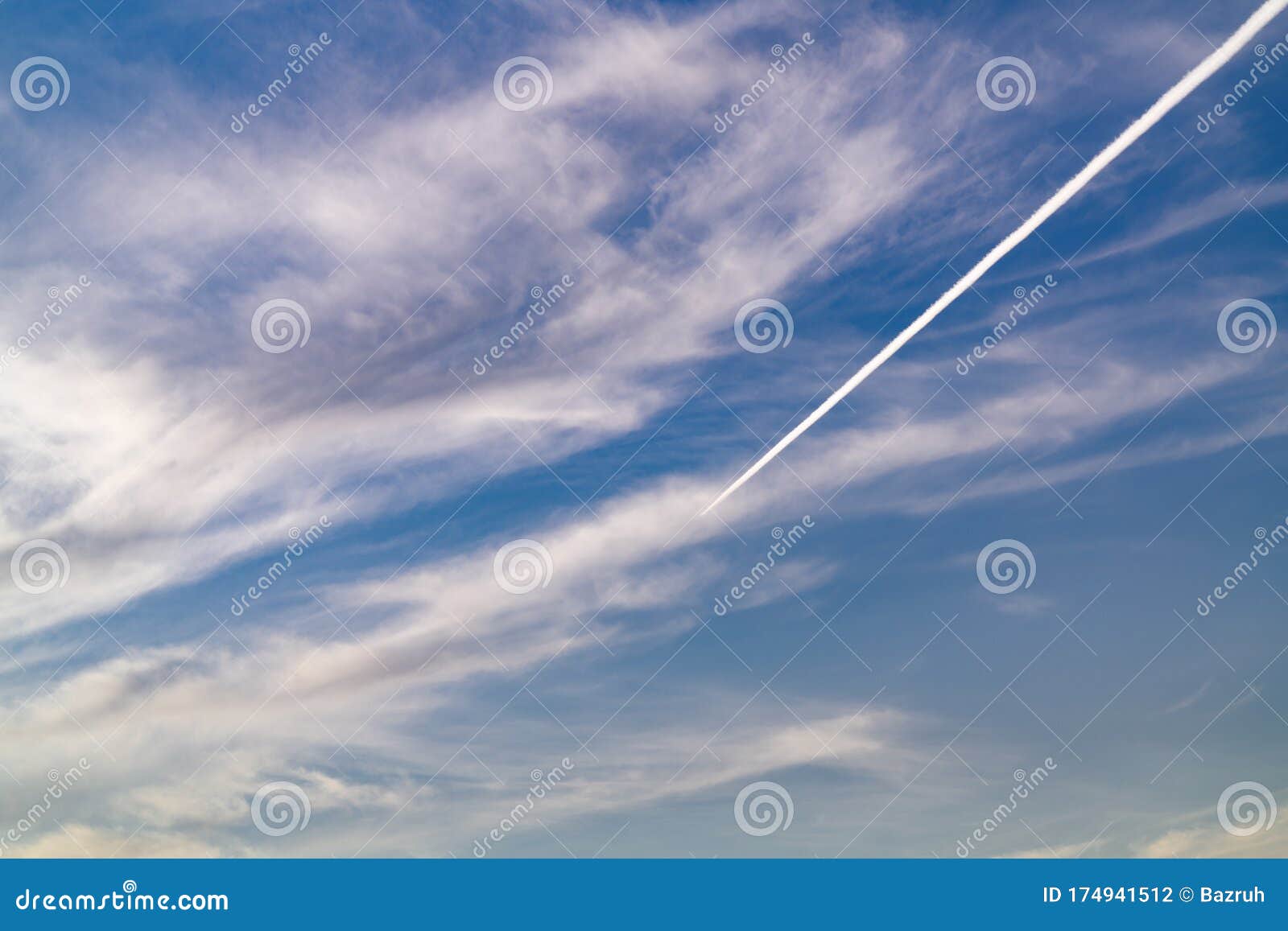 Airplane trace on sky stock photo. Image of aeroplane - 174941512