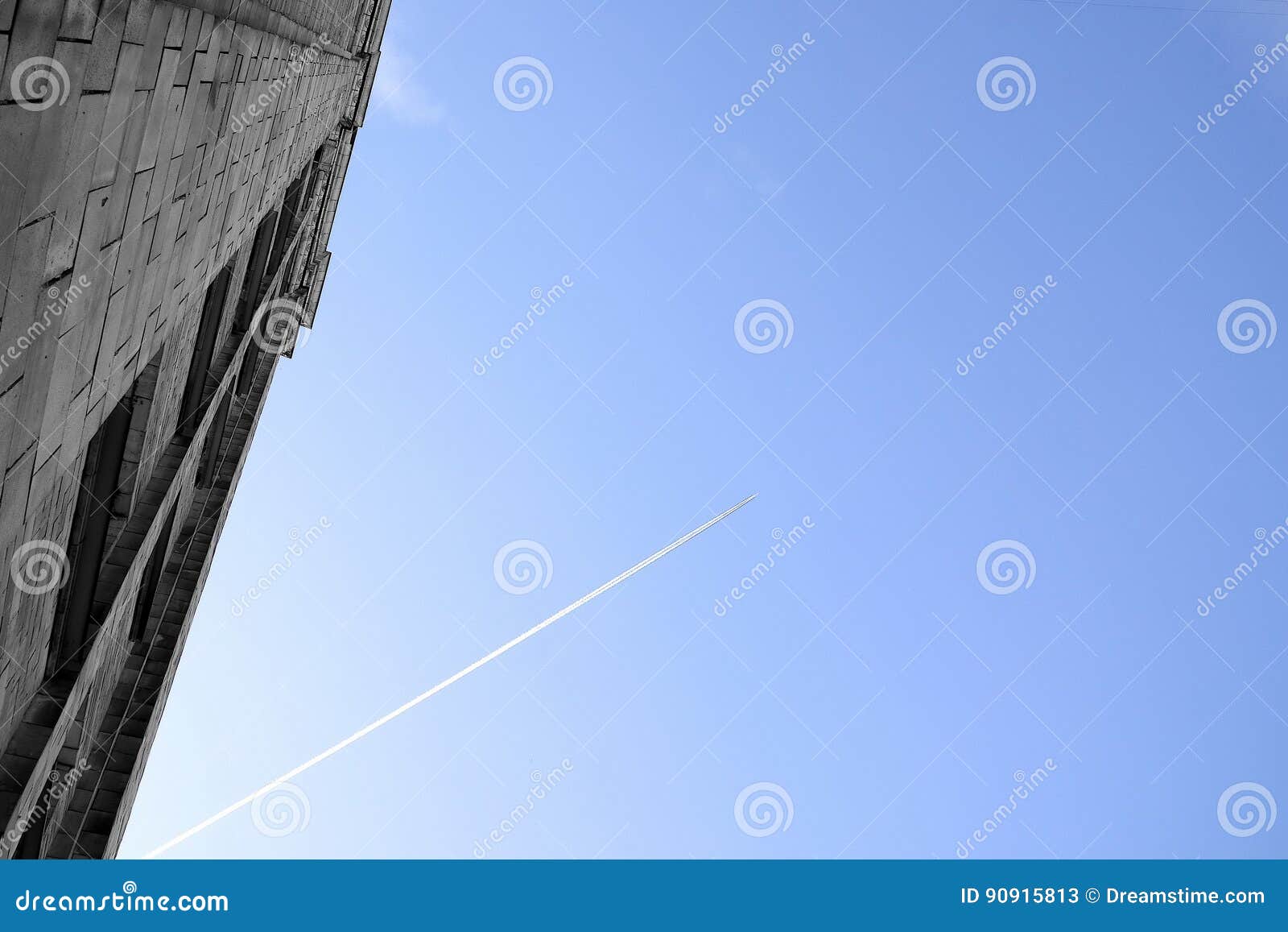 Airplane Track in the Sky and Building Stock Image - Image of stone ...