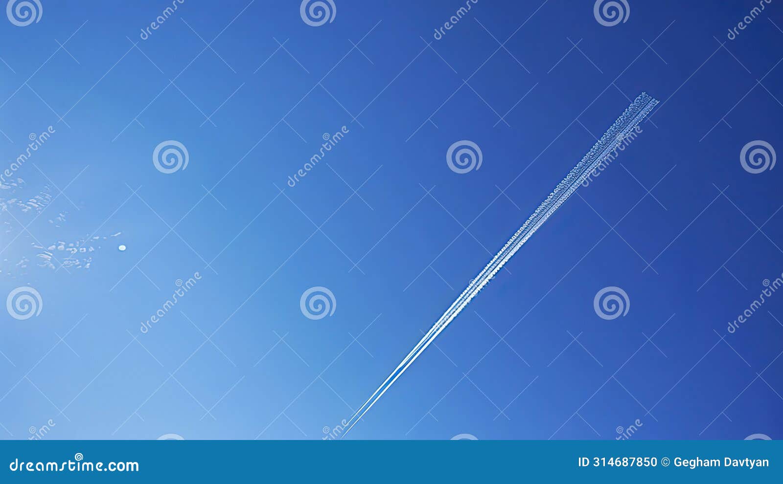 Airplane Tracks in the Air, Blue Sky Background, Plane Tracks in the ...
