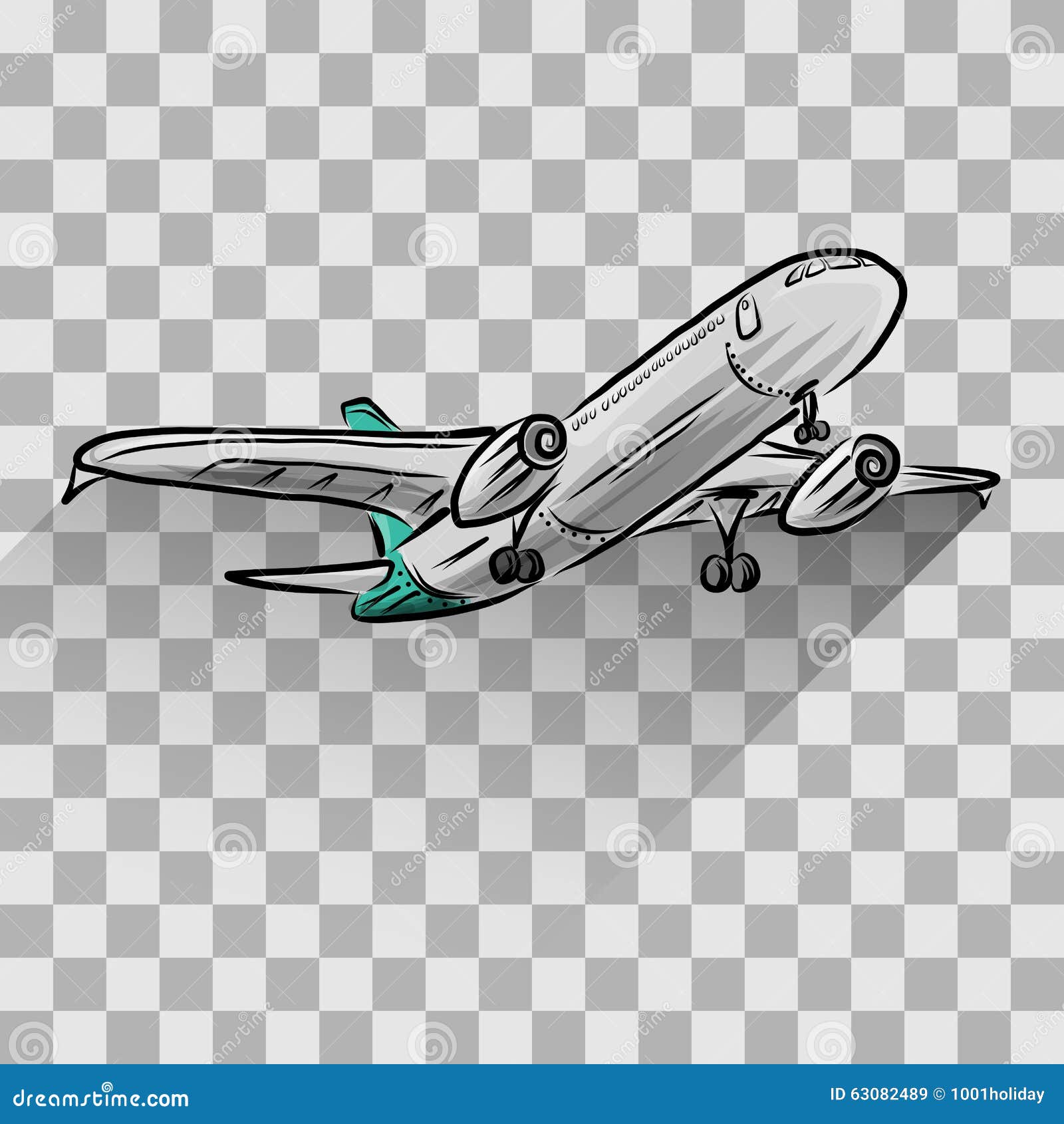 Airplane on transparent stock vector. Illustration of commercial - 63082489