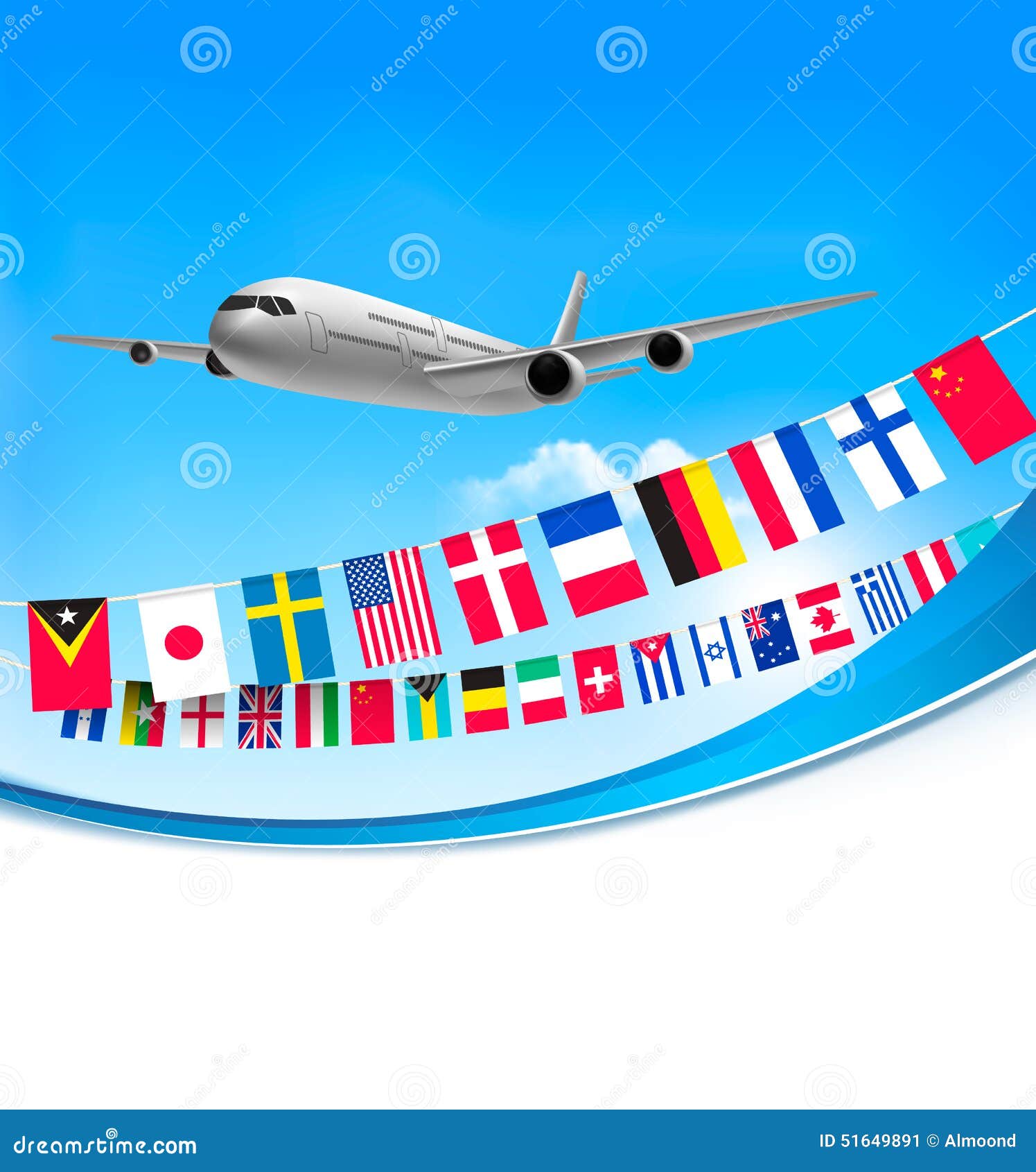 Airplane With Flags Royalty-Free Stock Photography | CartoonDealer.com ...