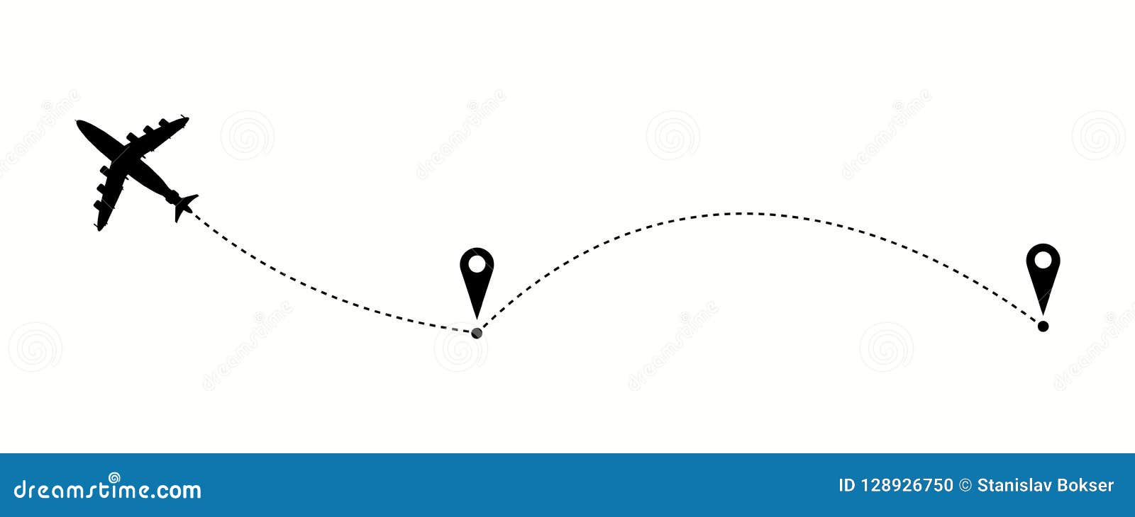 Airplane Travel Concept with GPS Points. Line Path Icon Stock Vector ...