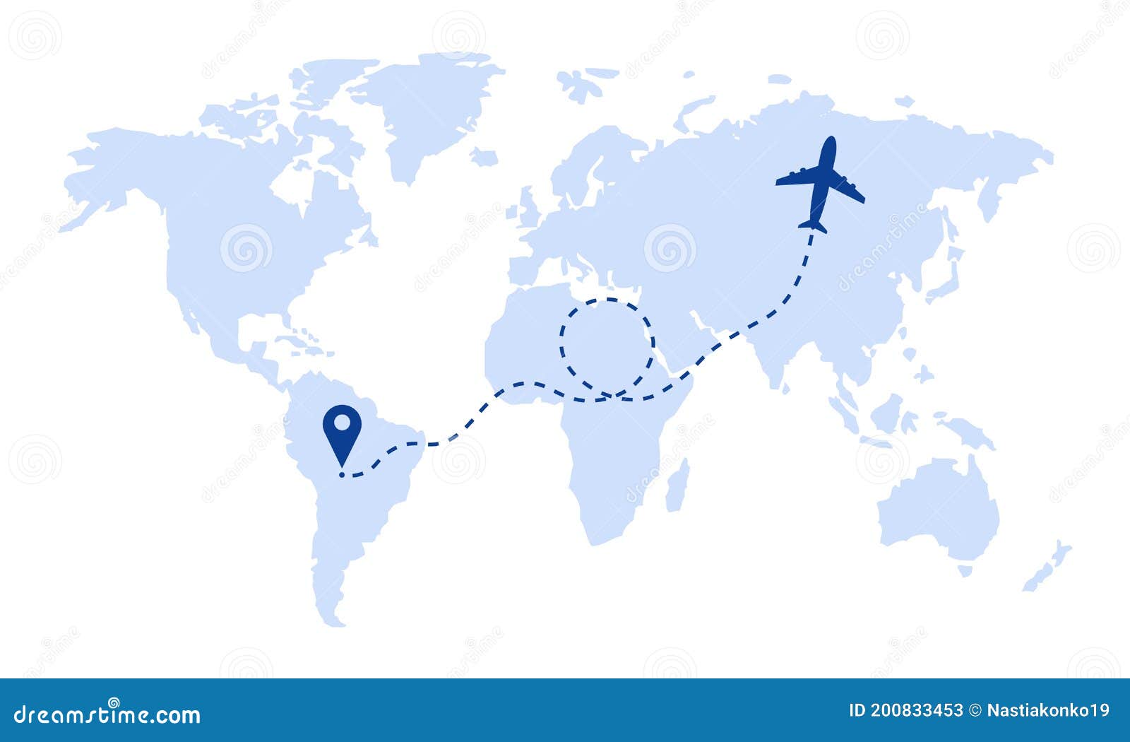 Travel Route Map In Flat Style. World Map Travellers Picture Frame ...