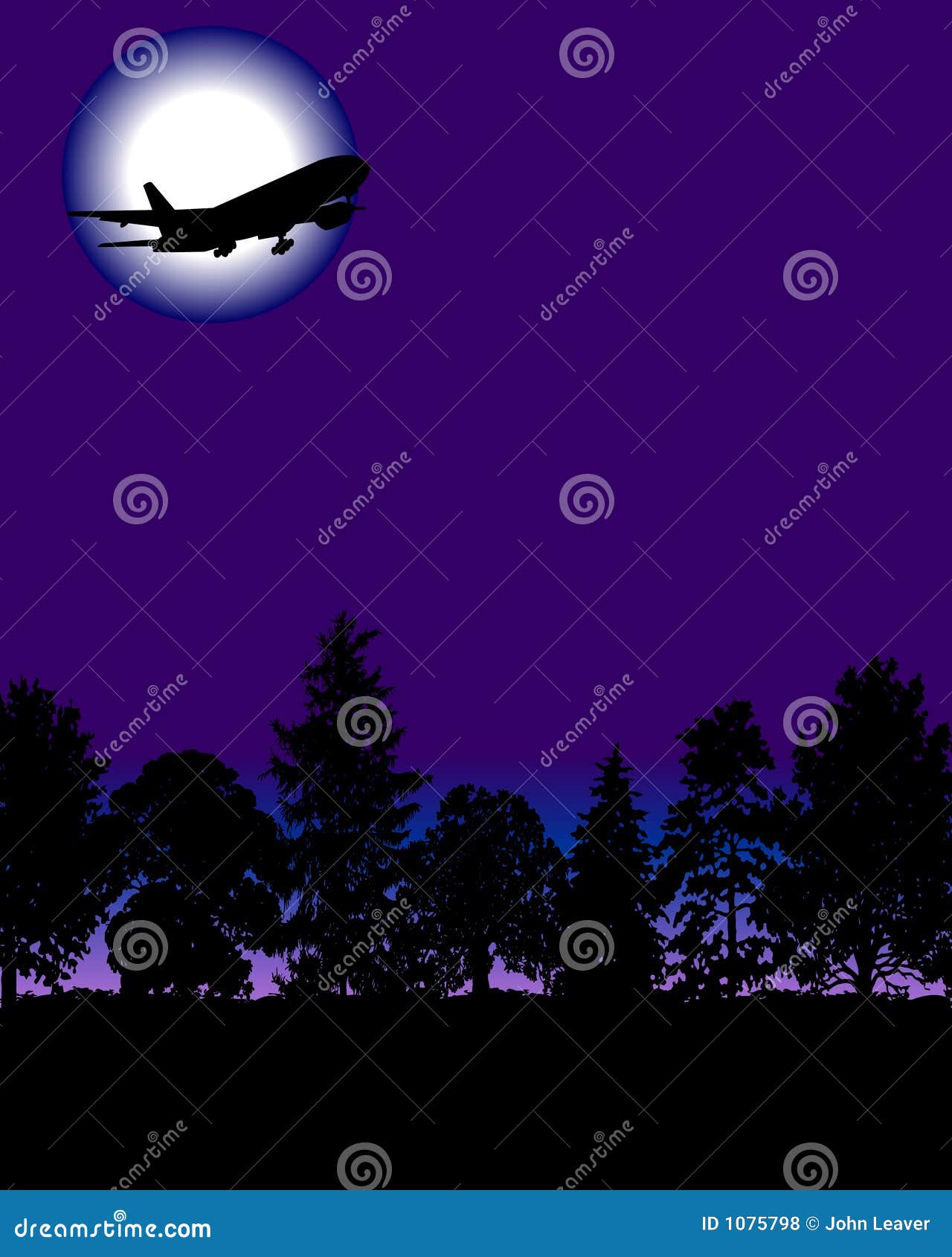 Airplane with trees stock vector. Illustration of flight - 1075798