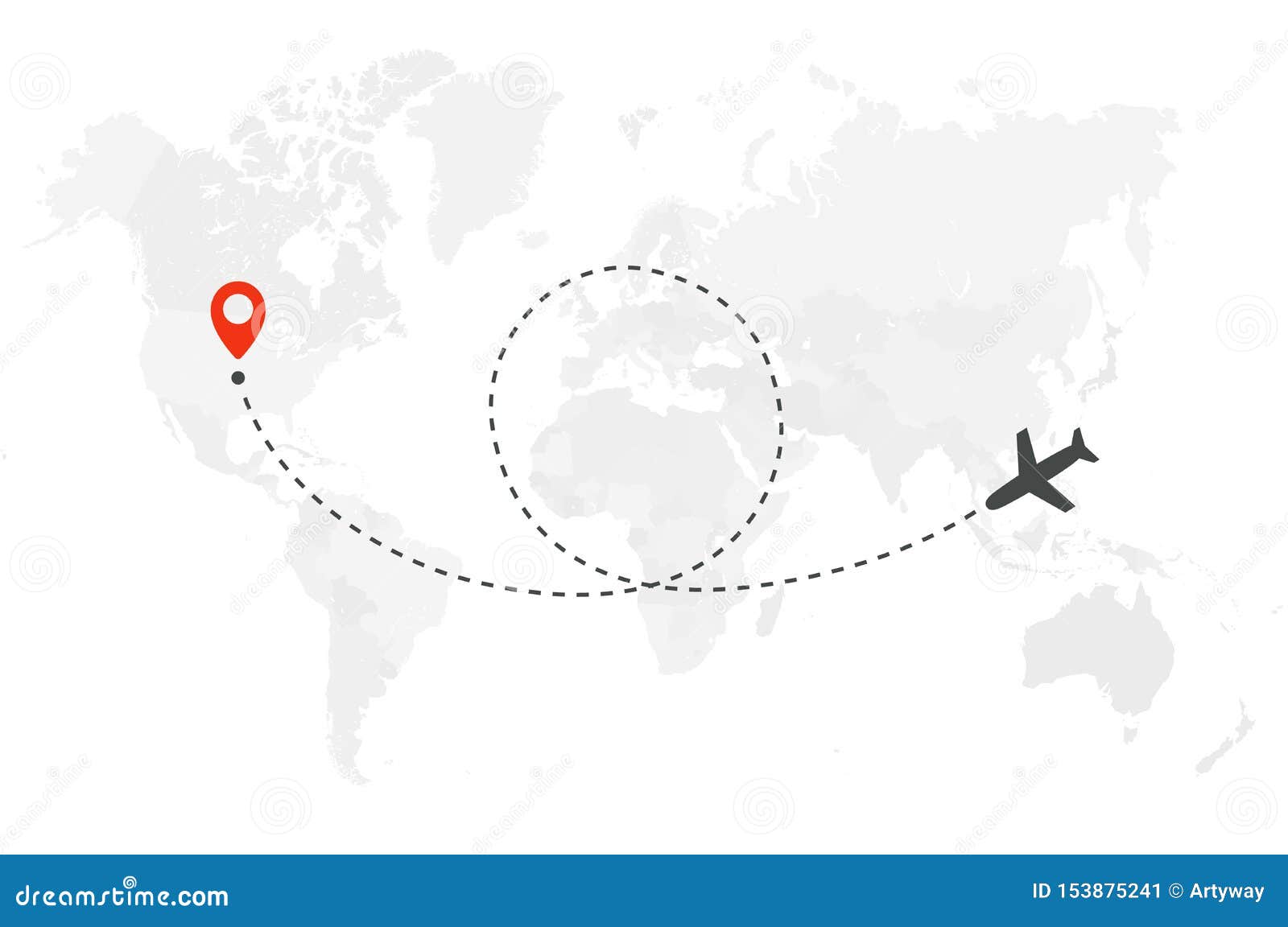 Airplane Trip. Air Plane Flight Route With Start Point And Loop Line ...