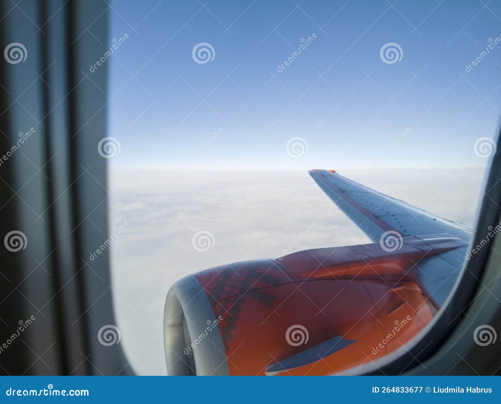 Airplane Turbine Inside View. Plane in the Clouds Stock Image - Image ...