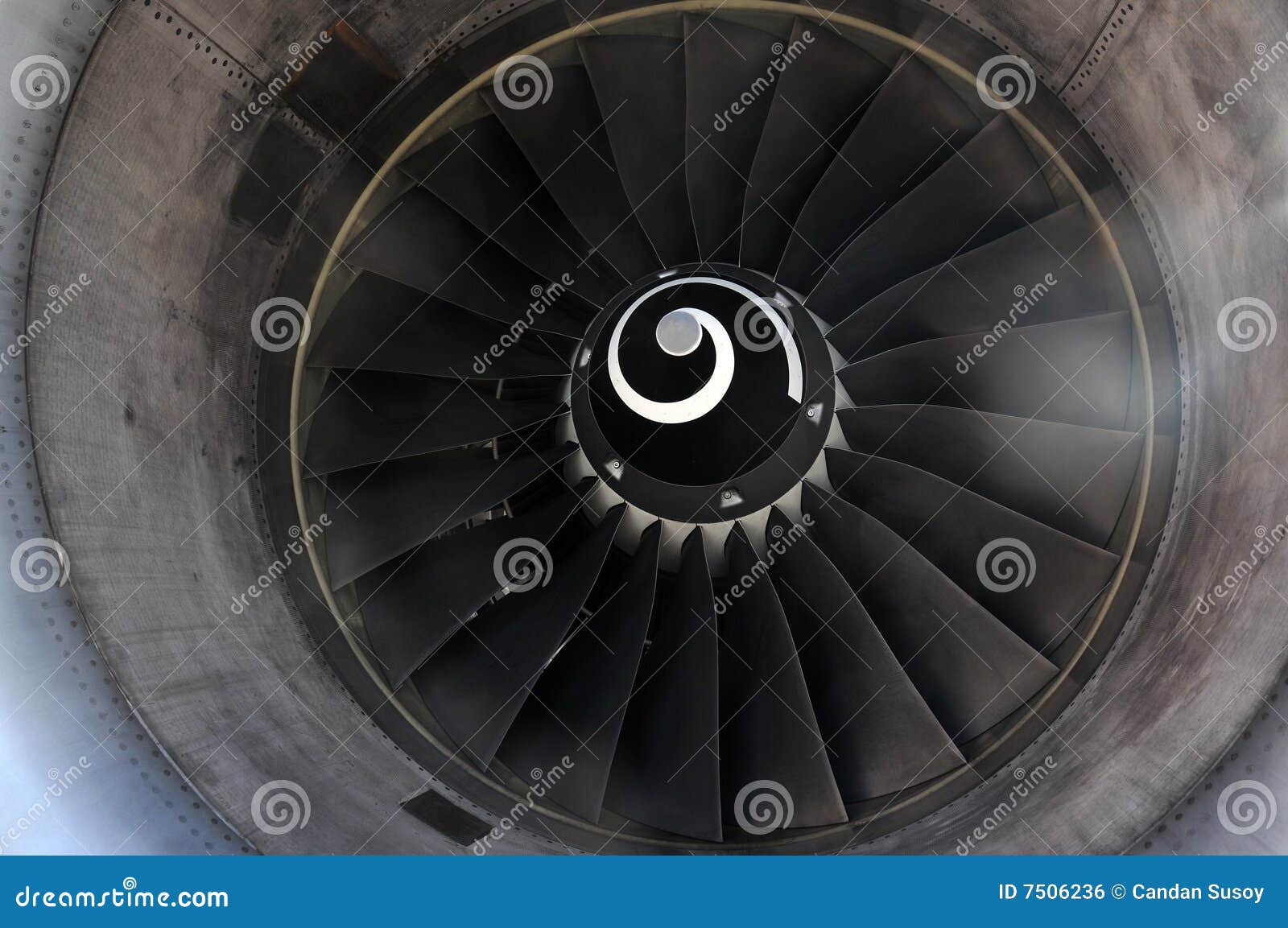 Airplane Gas Turbine Engine Detail In Aviation Hangar. Royalty-Free ...