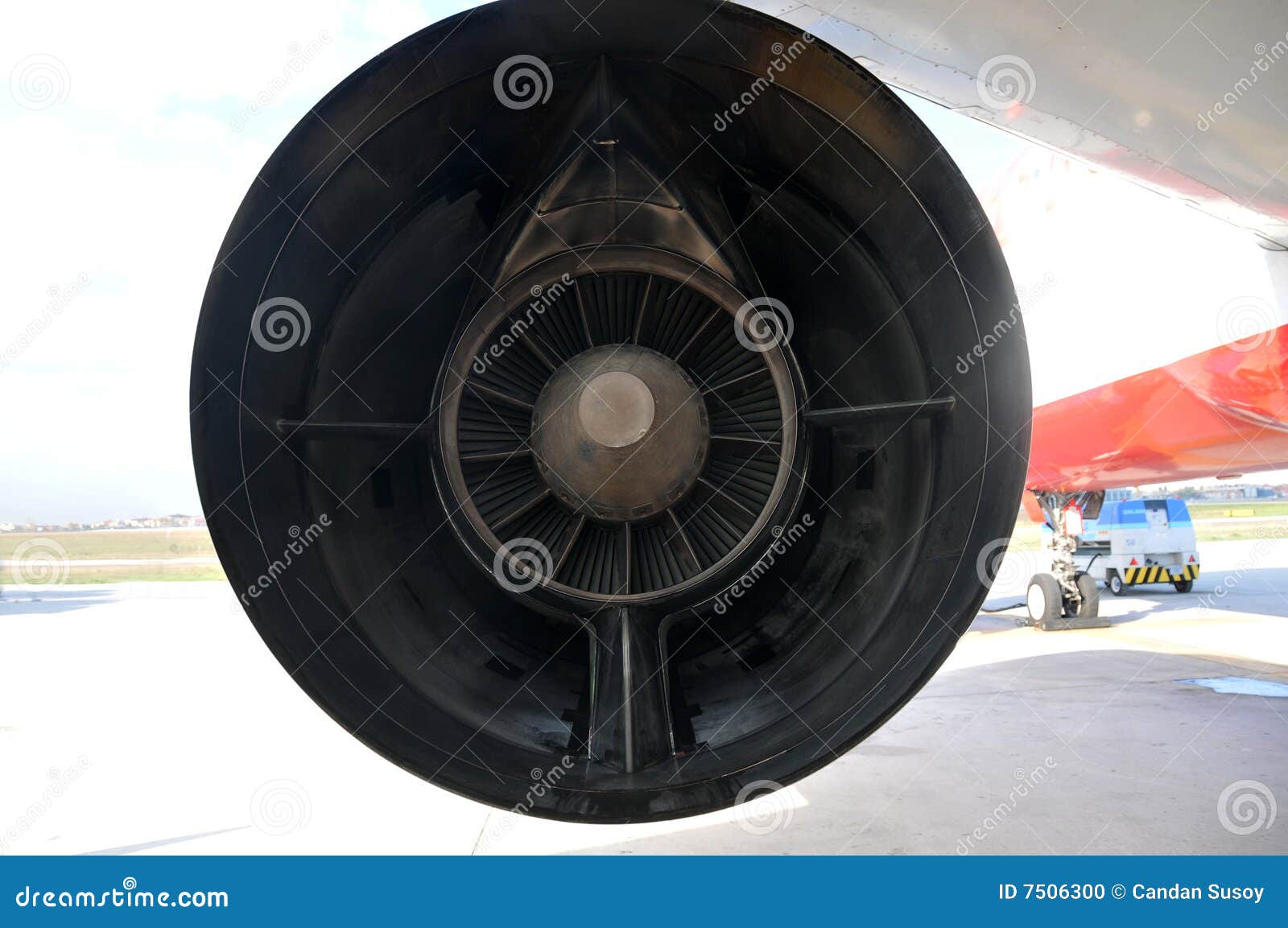 Airplane Gas Turbine Engine Detail In Aviation Hangar. Royalty-Free ...