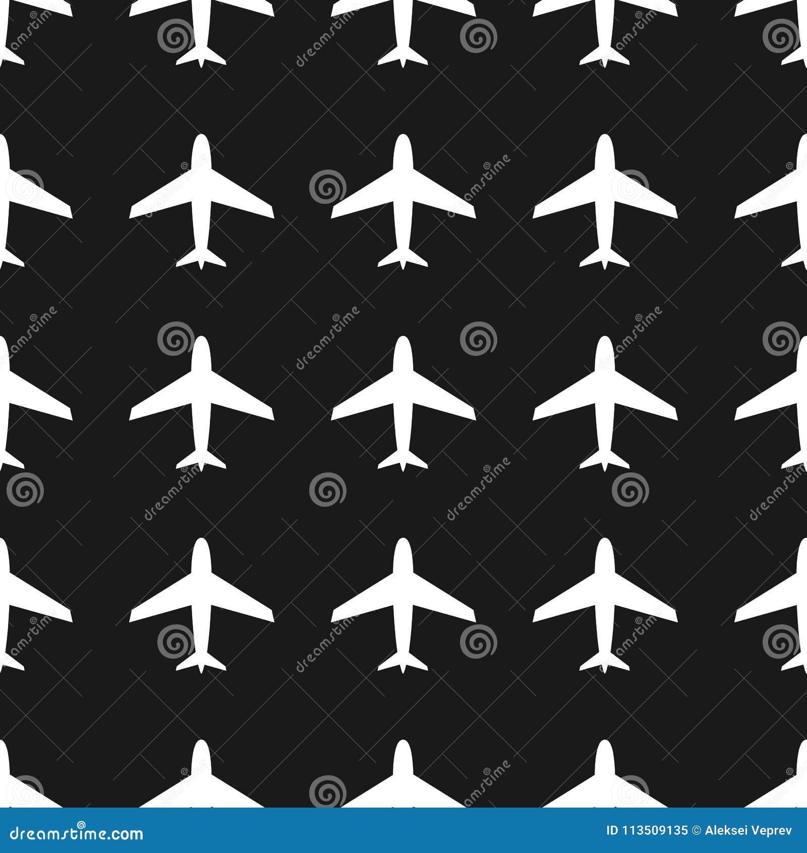 Airplane, Vector Seamless Pattern,white on Black Stock Vector - Illustration of backdrop, simple ...