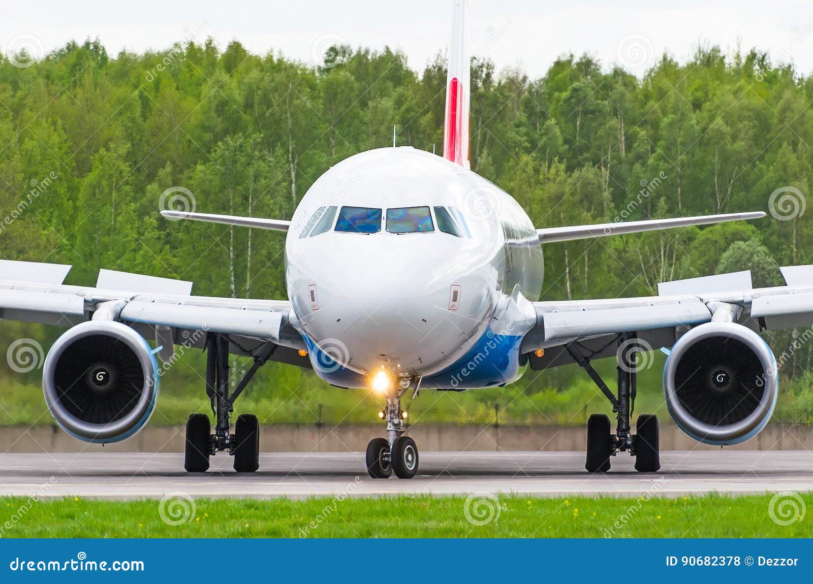 Airplane View from the Front Cockpit Fuselage at the Airport Stock ...