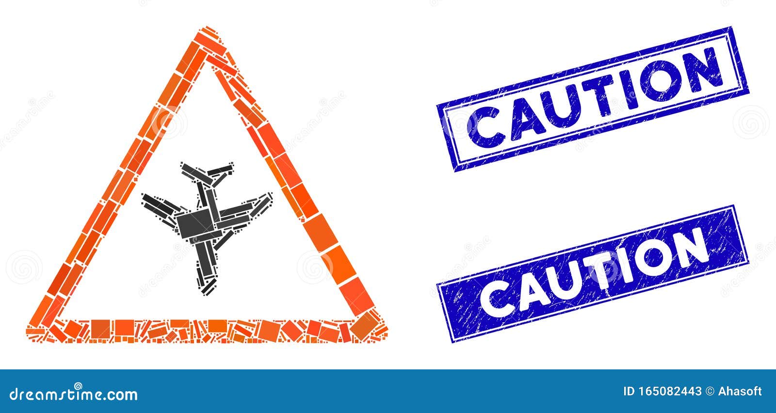 Airplane Warning Mosaic and Grunge Rectangle Caution Stamps Stock ...