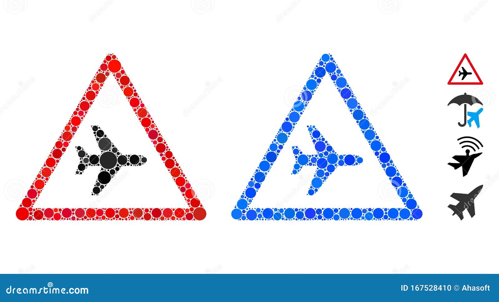 Airplane Warning Mosaic Icon of Spheric Items Stock Illustration ...