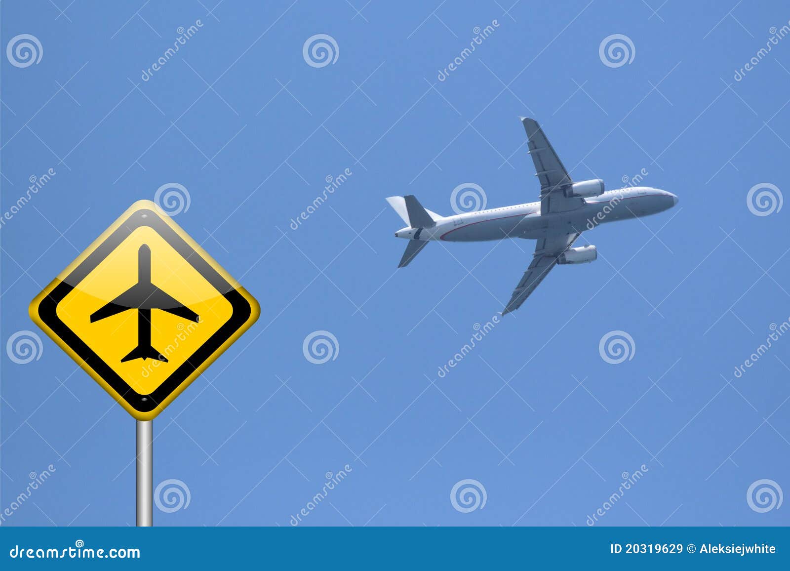 Airplane warning sign stock image. Image of plane, transportation ...