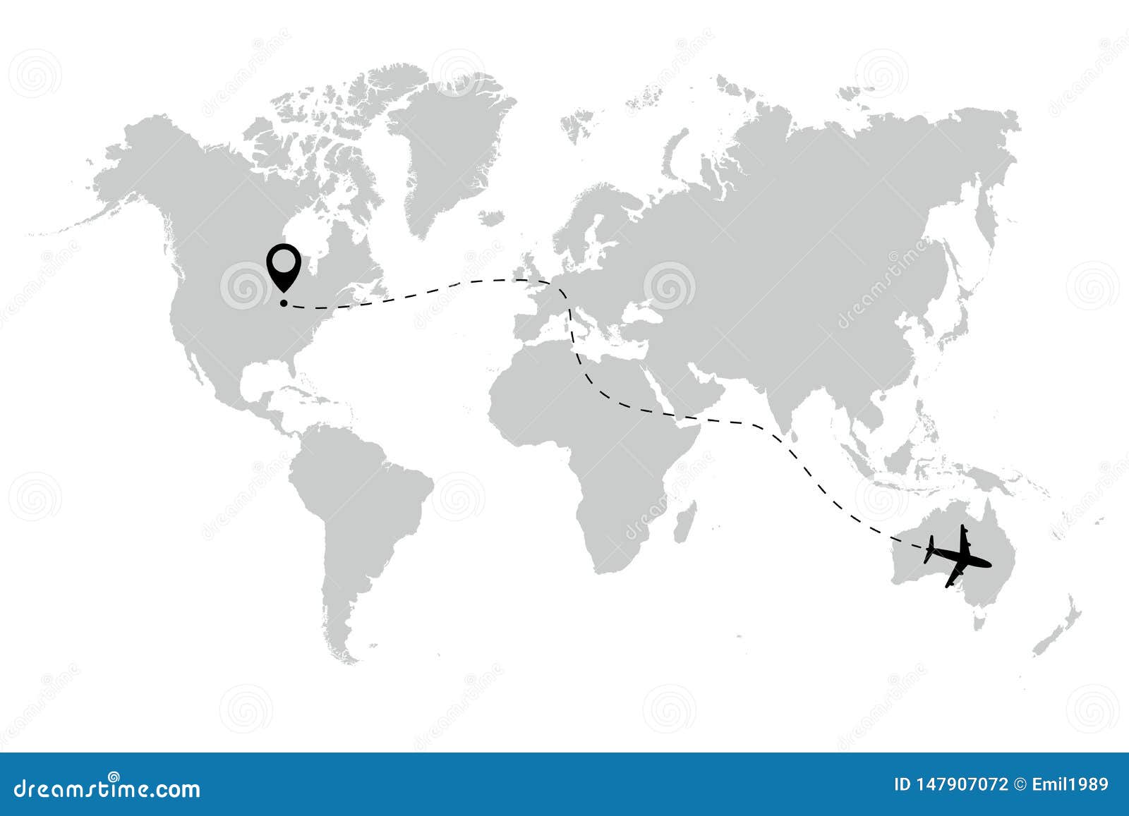 Airplane Ways with Pointers Map World Stock Illustration - Illustration ...