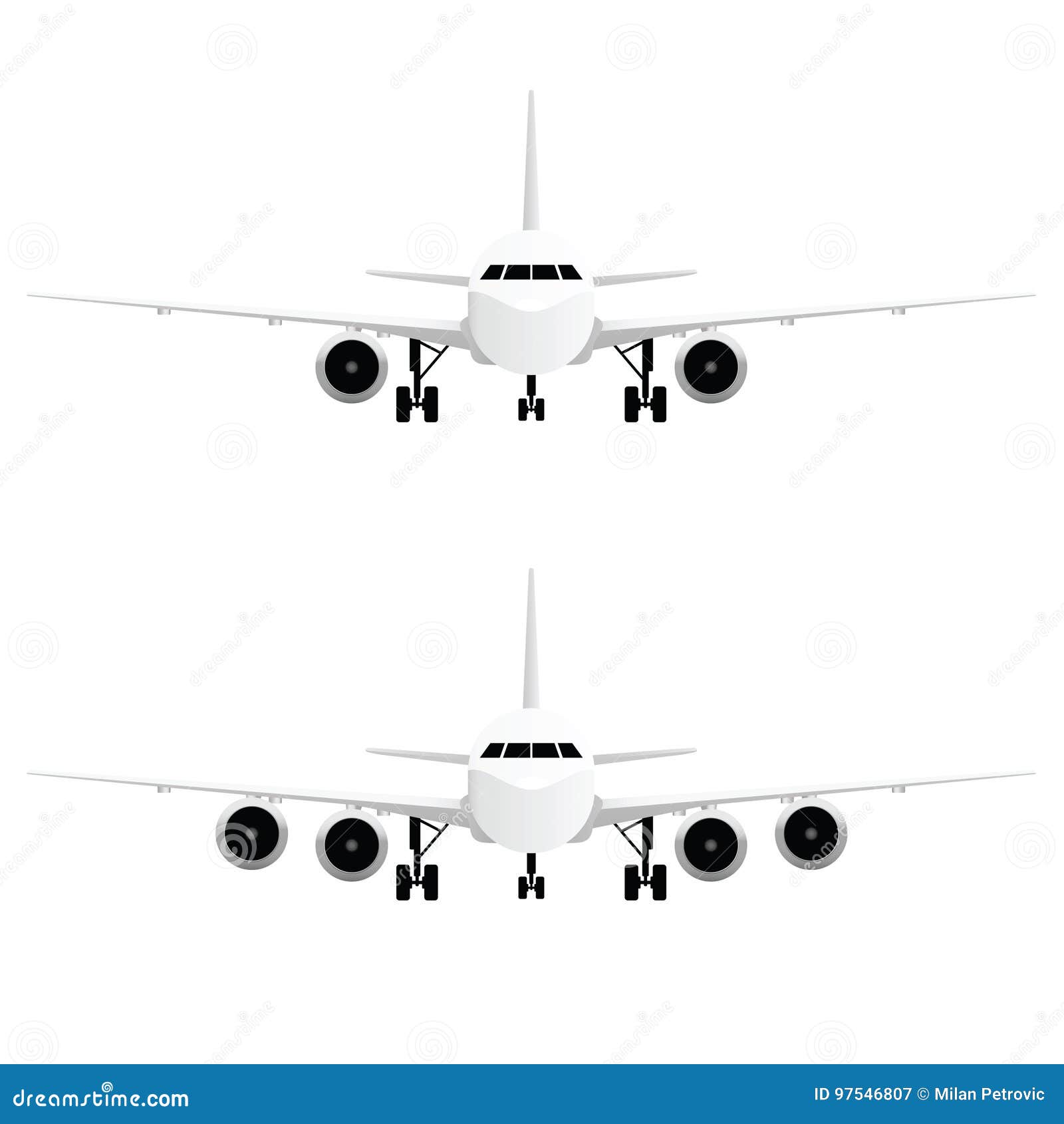 Airplane in White Color Flight Set Illustration Stock Vector ...
