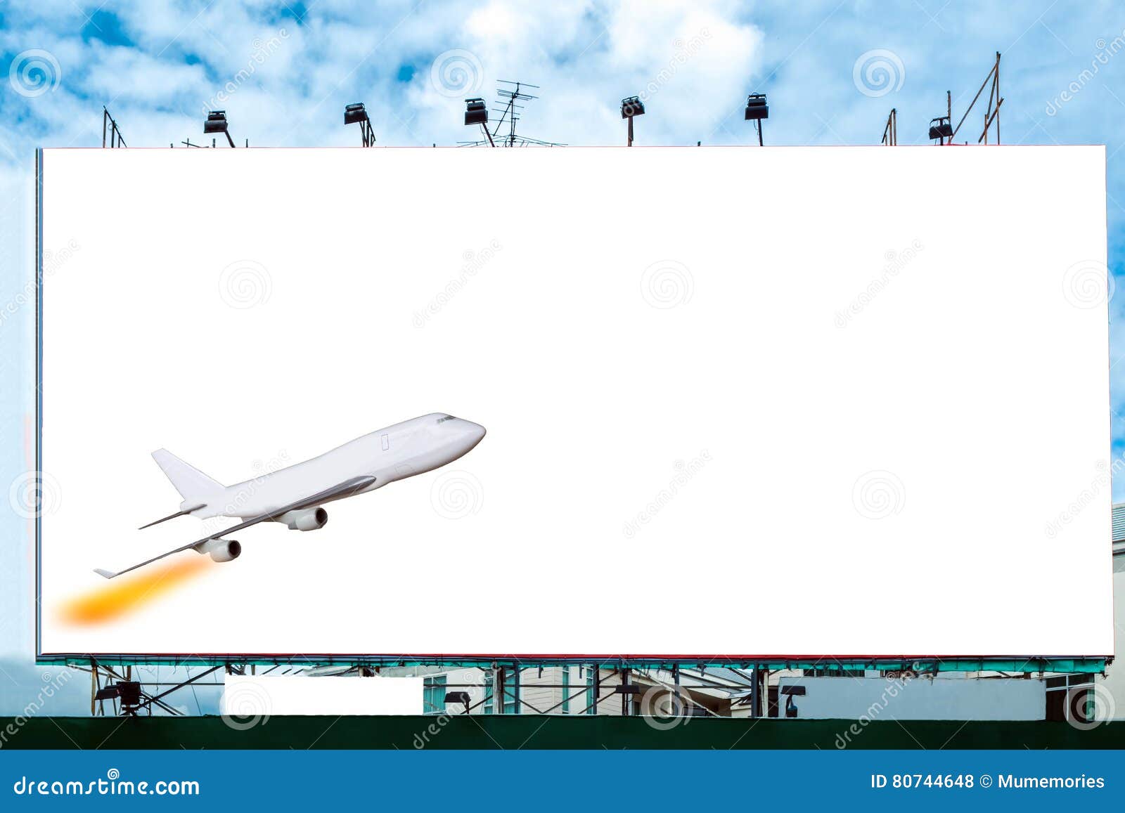 Airplane with White Large Billboard Advertise Stock Photo - Image of ...