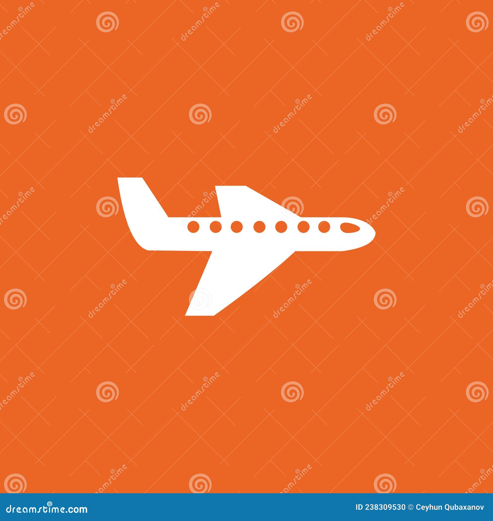 Airplane White on Orange Background, Logo, Vector Icon Stock ...