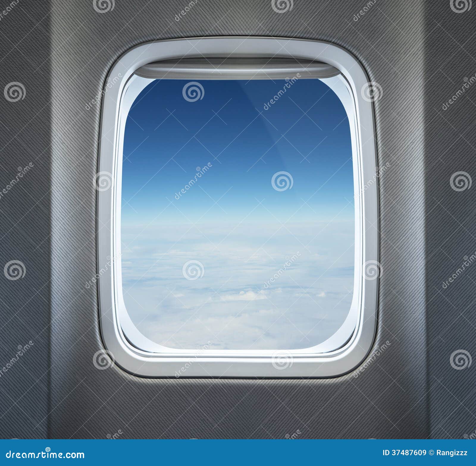 An Airplane Window View Of Wing And Flaps After Landing. Royalty-Free ...