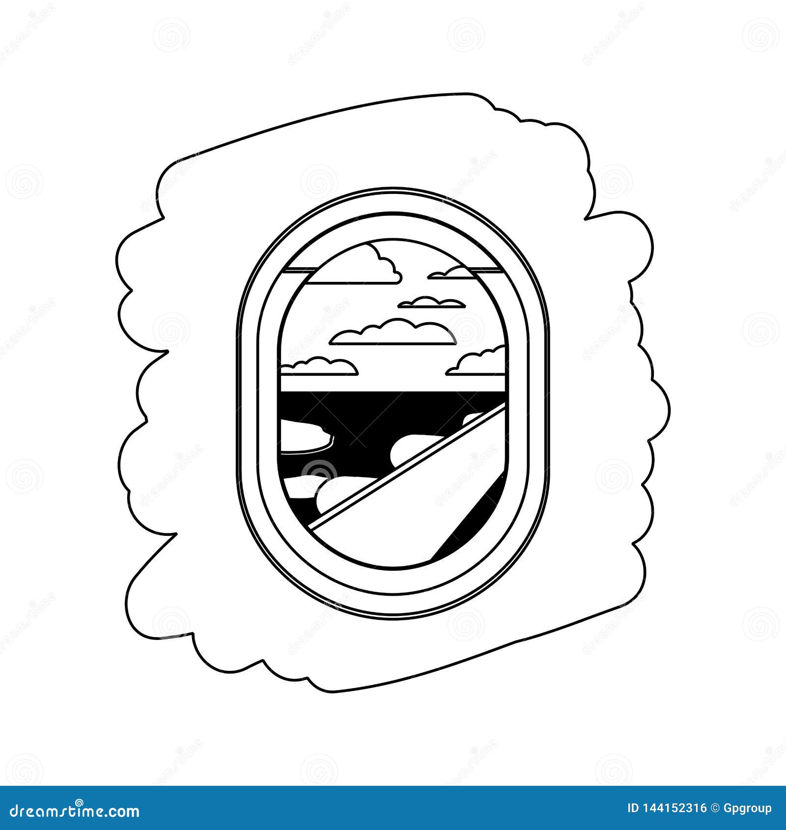 Airplane Window with Exterior View Stock Vector - Illustration of ...