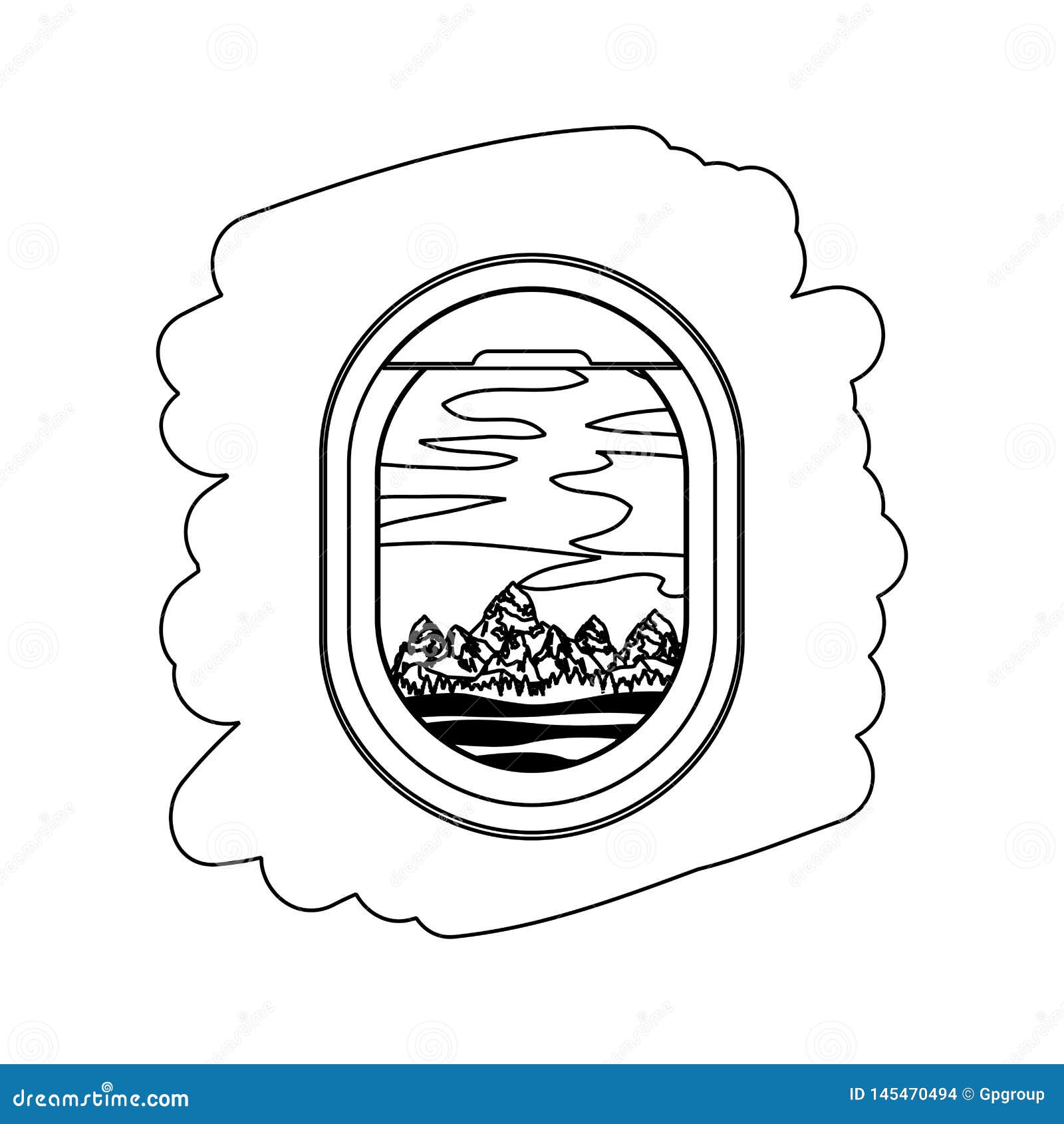 Airplane Window with Exterior View Stock Vector - Illustration of ...