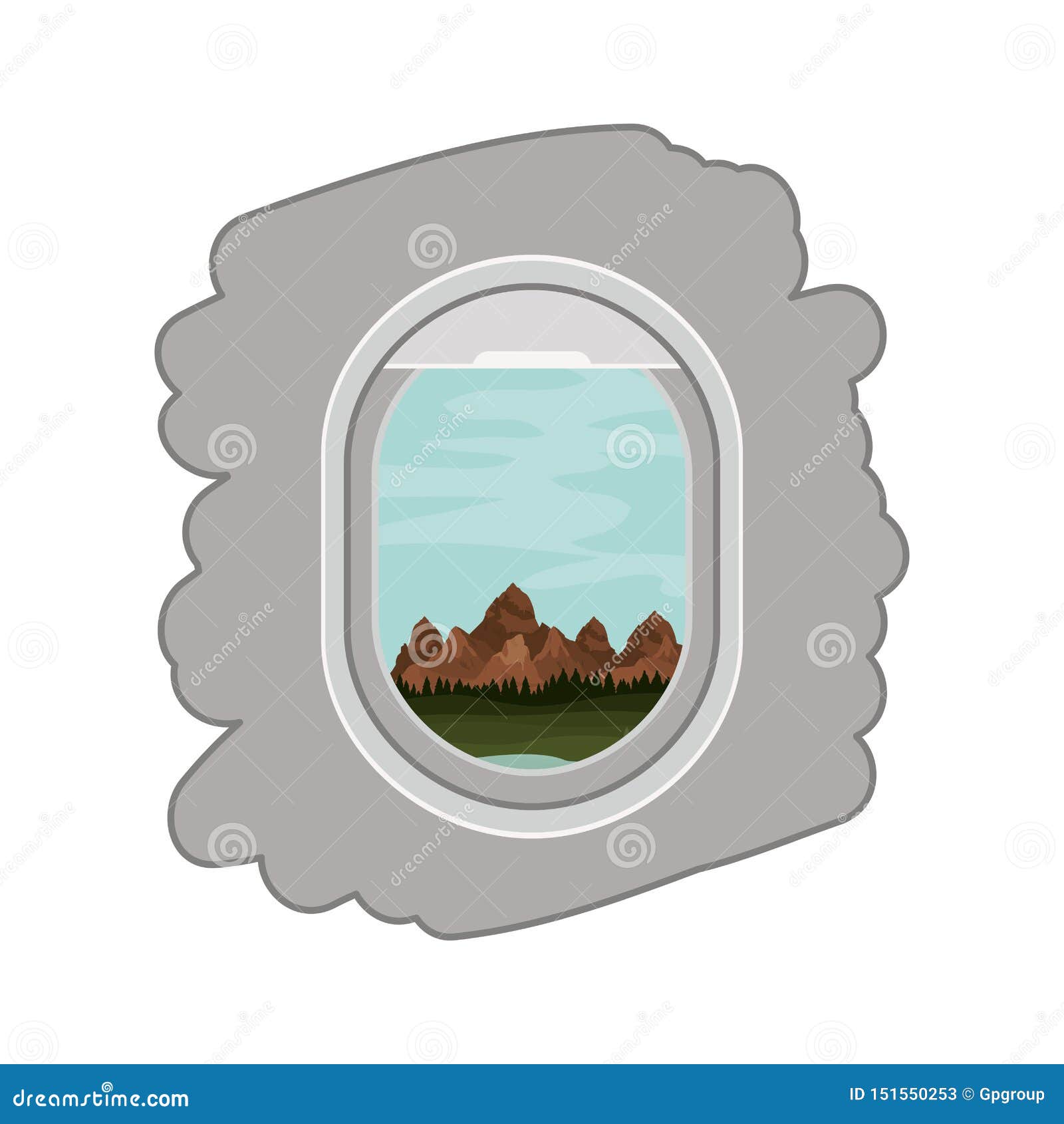Airplane Window with Exterior View Stock Vector - Illustration of line ...