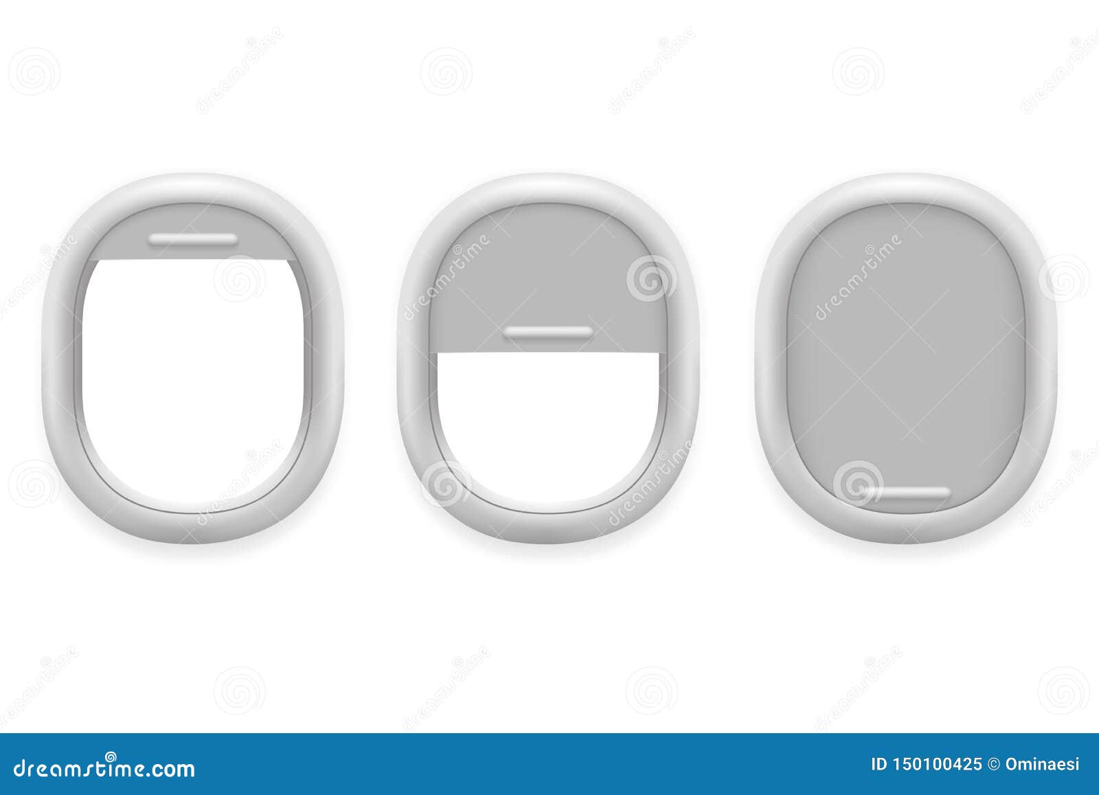 Airplane Open Windows. Realistic Aircraft Porthole. Vector Isolated ...