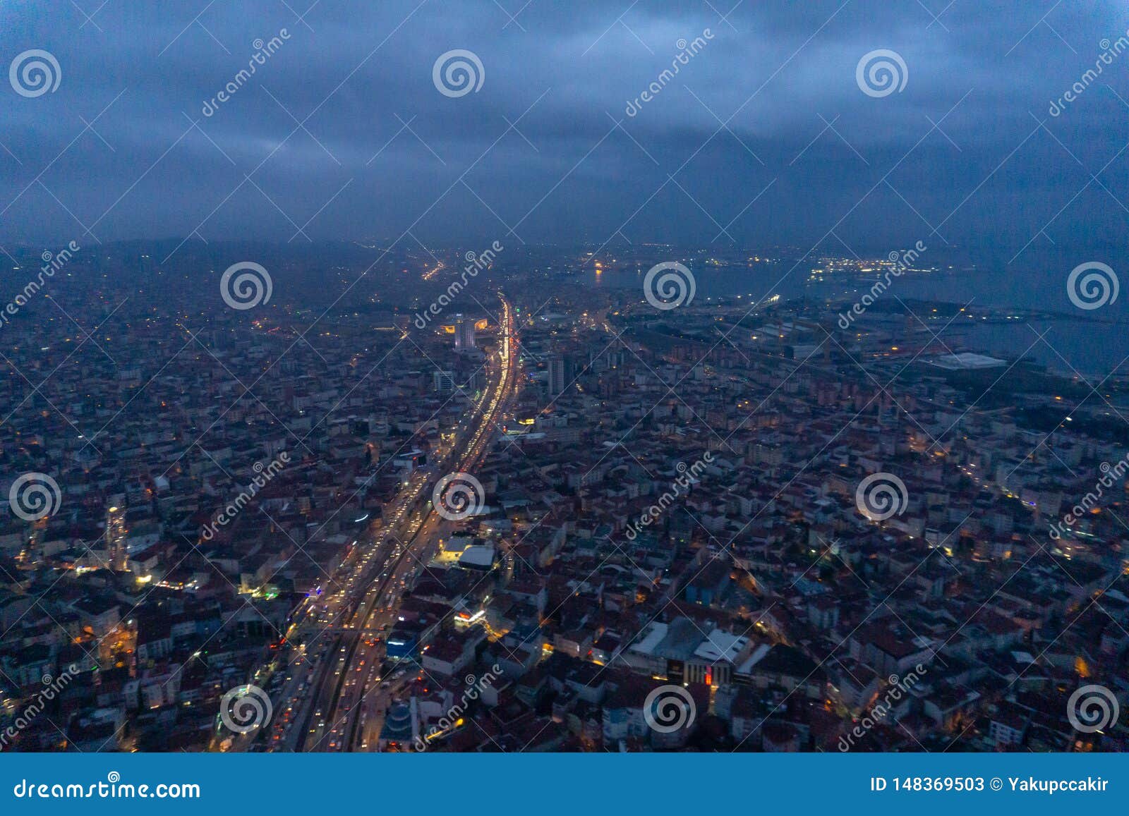 Airplane Window From Interior Of Aircraft With View Of Complex Highway ...