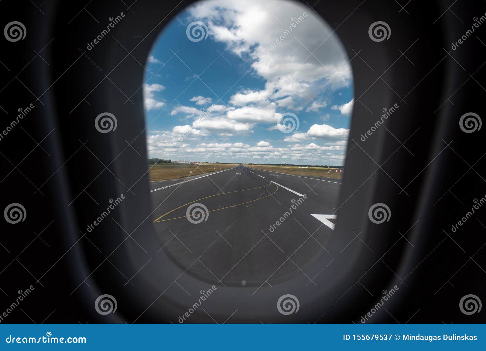 Airplane Window and Landing and Take Off Road Stock Image - Image of ...