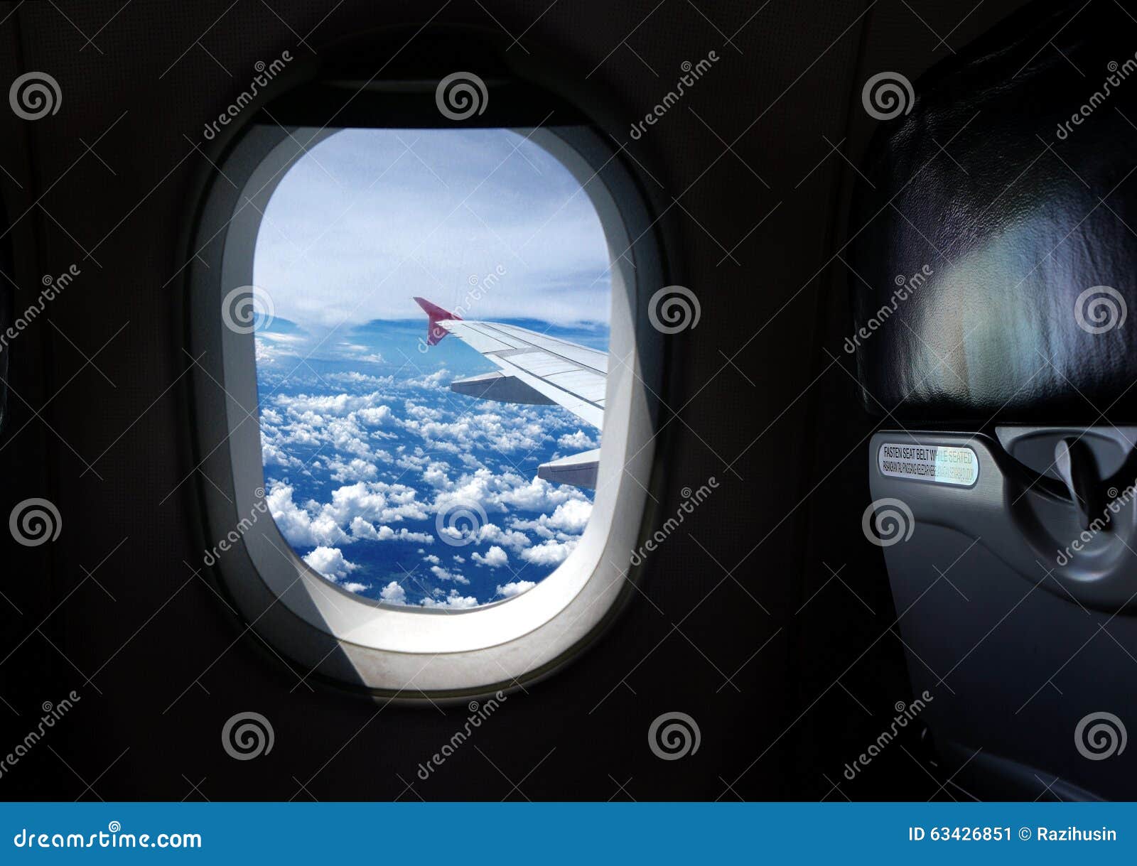 Airplane Window Seat with View Stock Image - Image of clouds, trip ...
