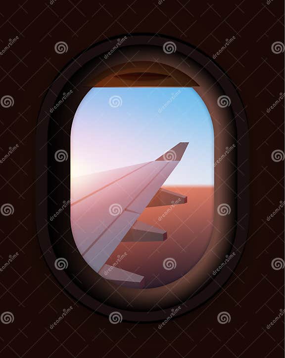 Airplane Window Vector Inside Flight Interior Concept. Fly Window ...