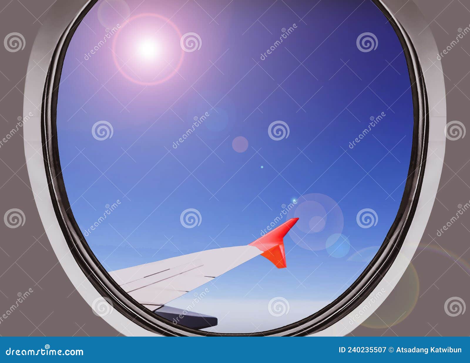 Airbus A380 Airplane Window View during a Daytime Flight Above Clouds ...