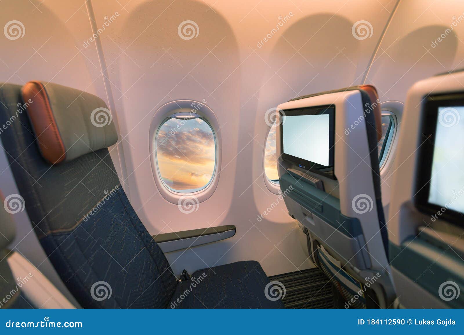 Airplane Window View Inside an Aircraft. Stock Photo - Image of ...