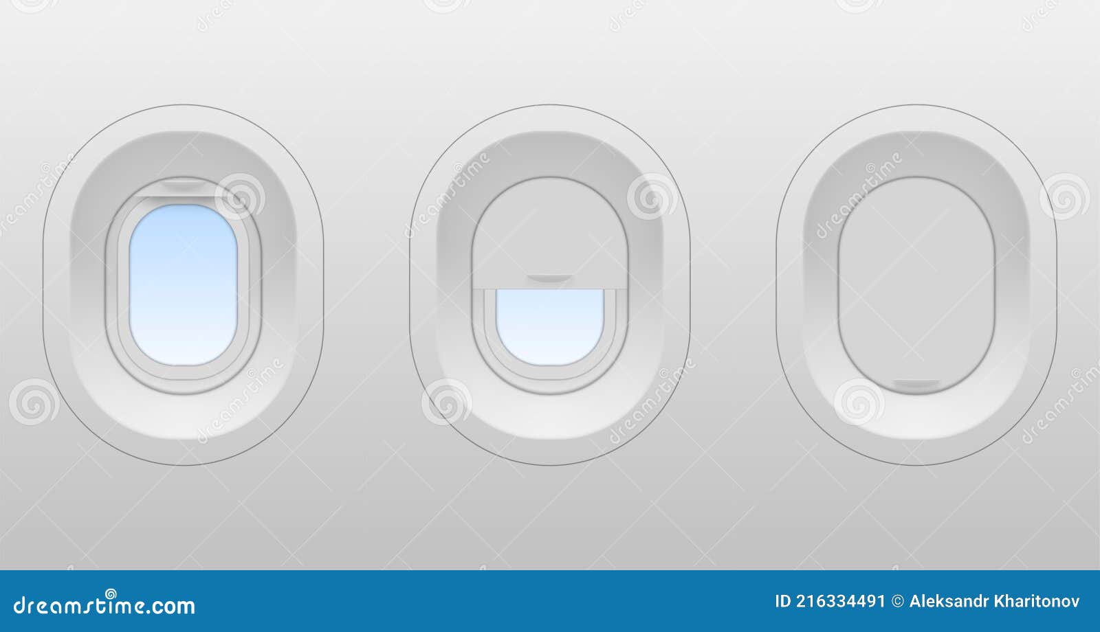Airplane Windows Oval Shaped in Realistic Style. Plane, Jet Interior ...