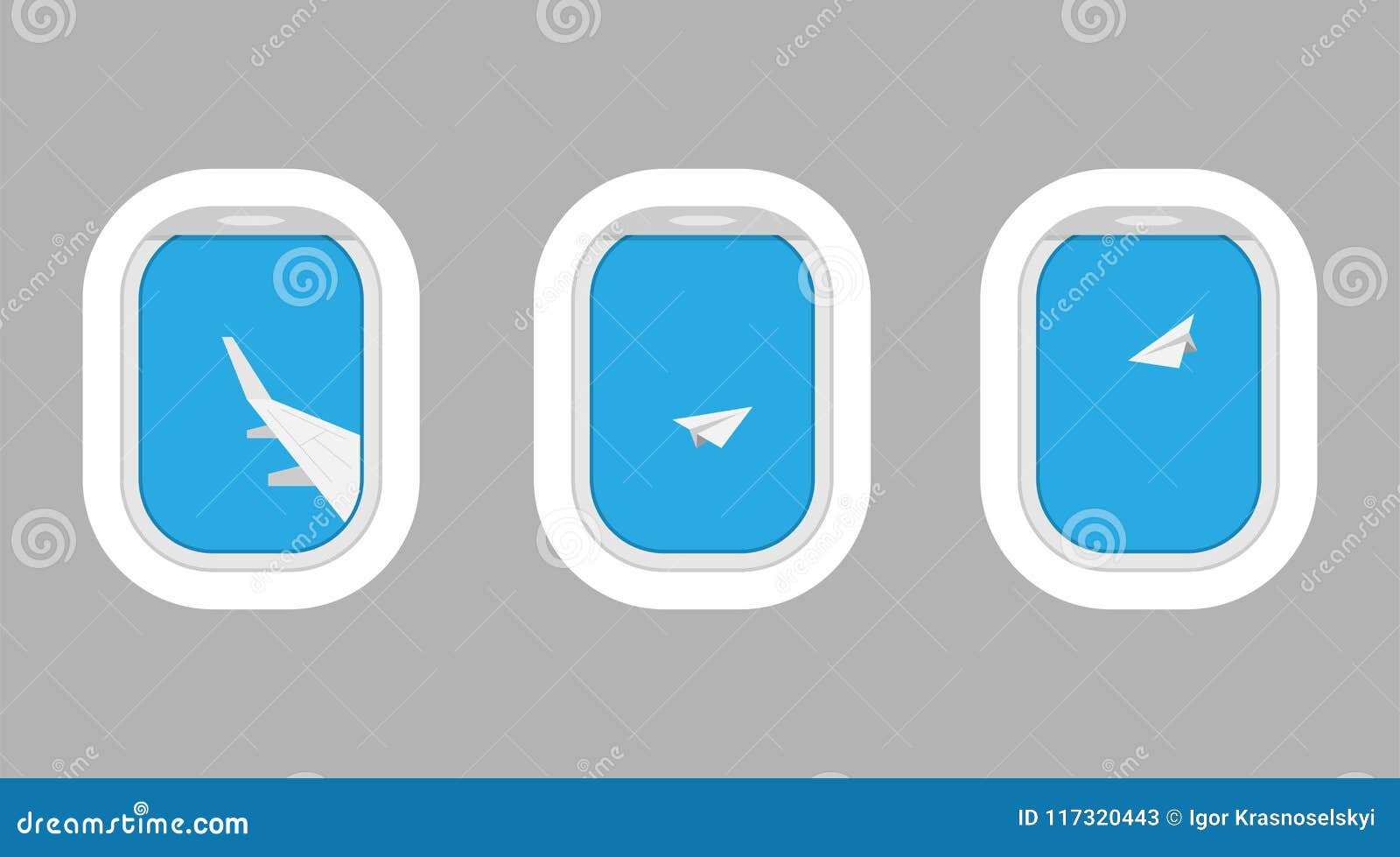 Airplane Windows for Your Design. Flat Web Vector Banner Stock Vector ...