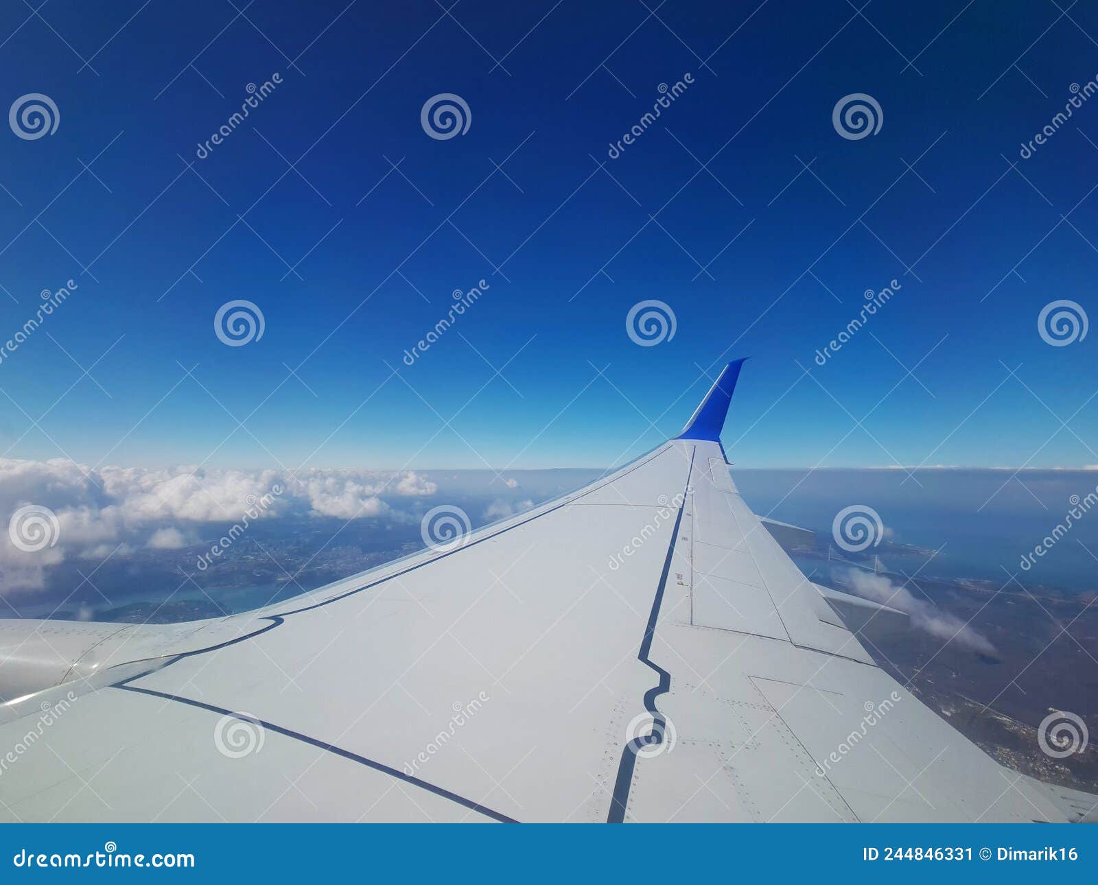 Airplane Wing on Blue Sky Background Stock Image - Image of environment ...
