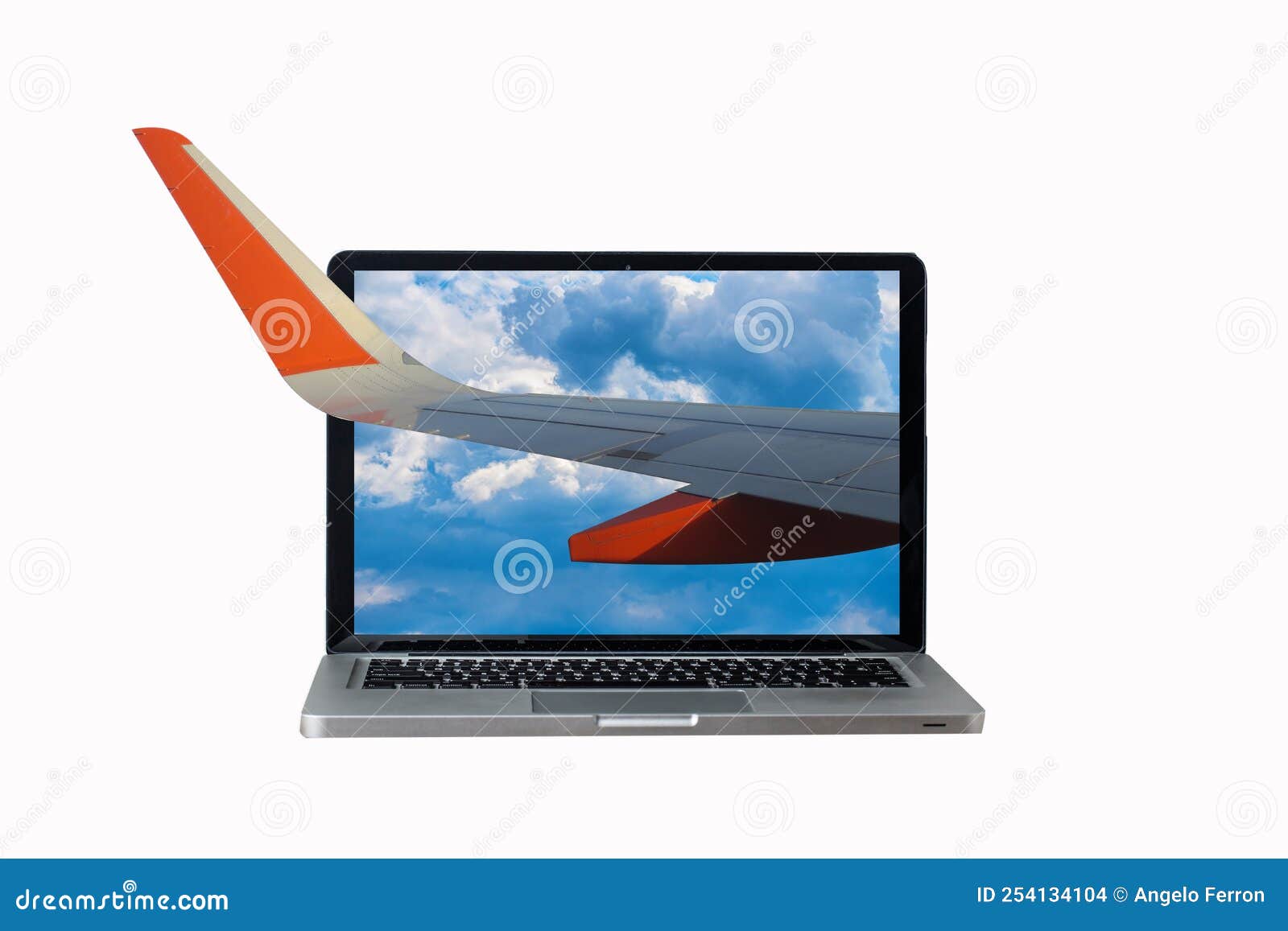 Airplane Wing with Blue Sky Comes Out of Computer- Stock Photo - Image ...