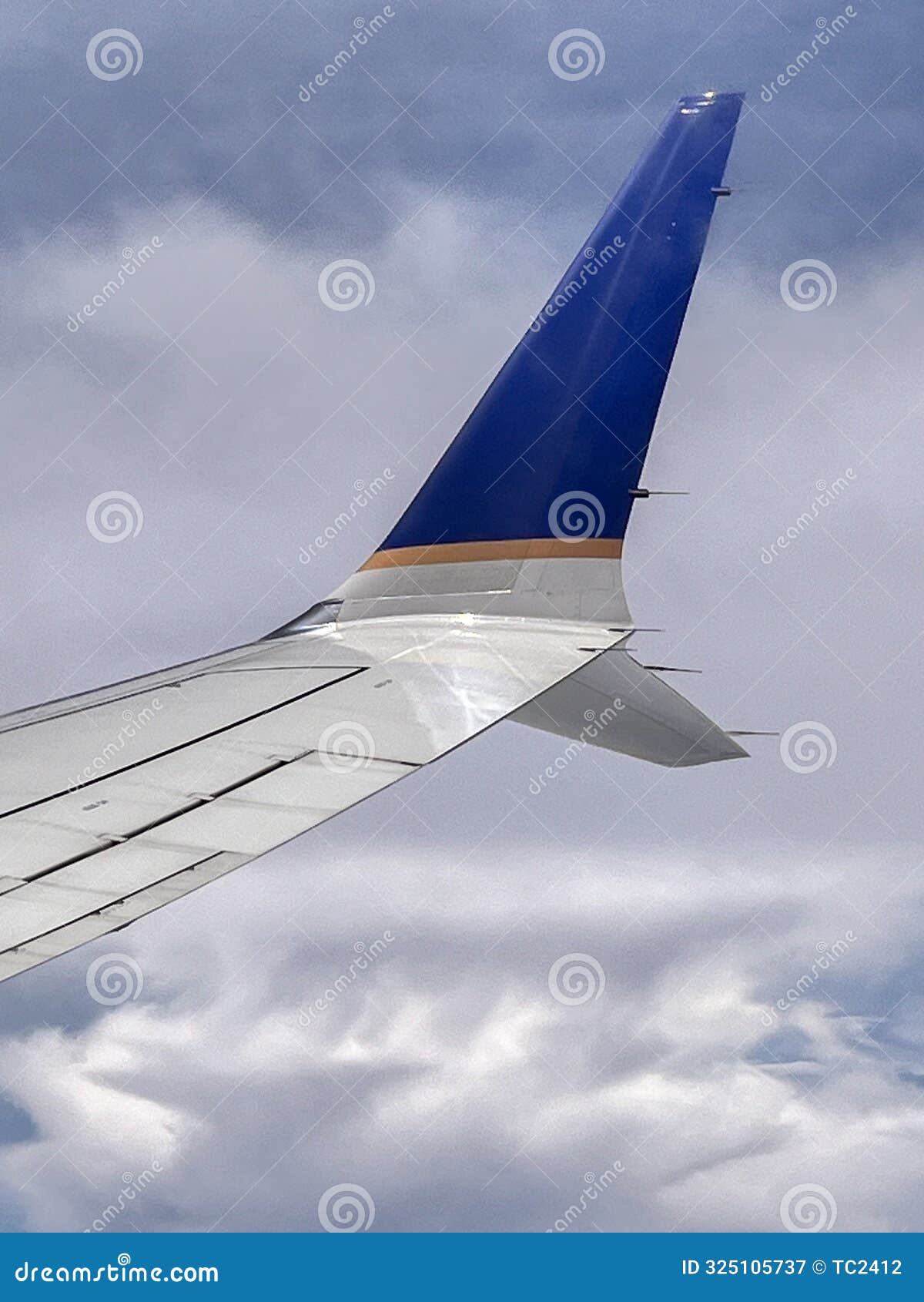 Airplane Wing on a Blue Sky. Plane Travel Stock Image - Image of ...