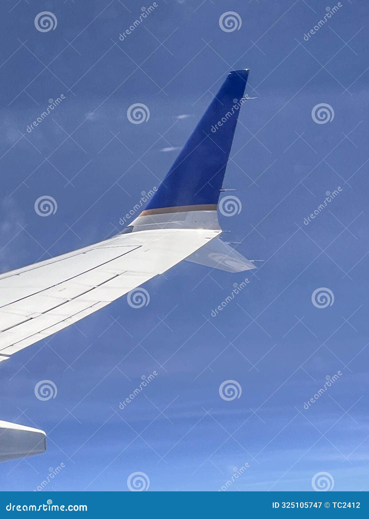 Airplane Wing on a Blue Sky. Plane Travel Stock Image - Image of space ...